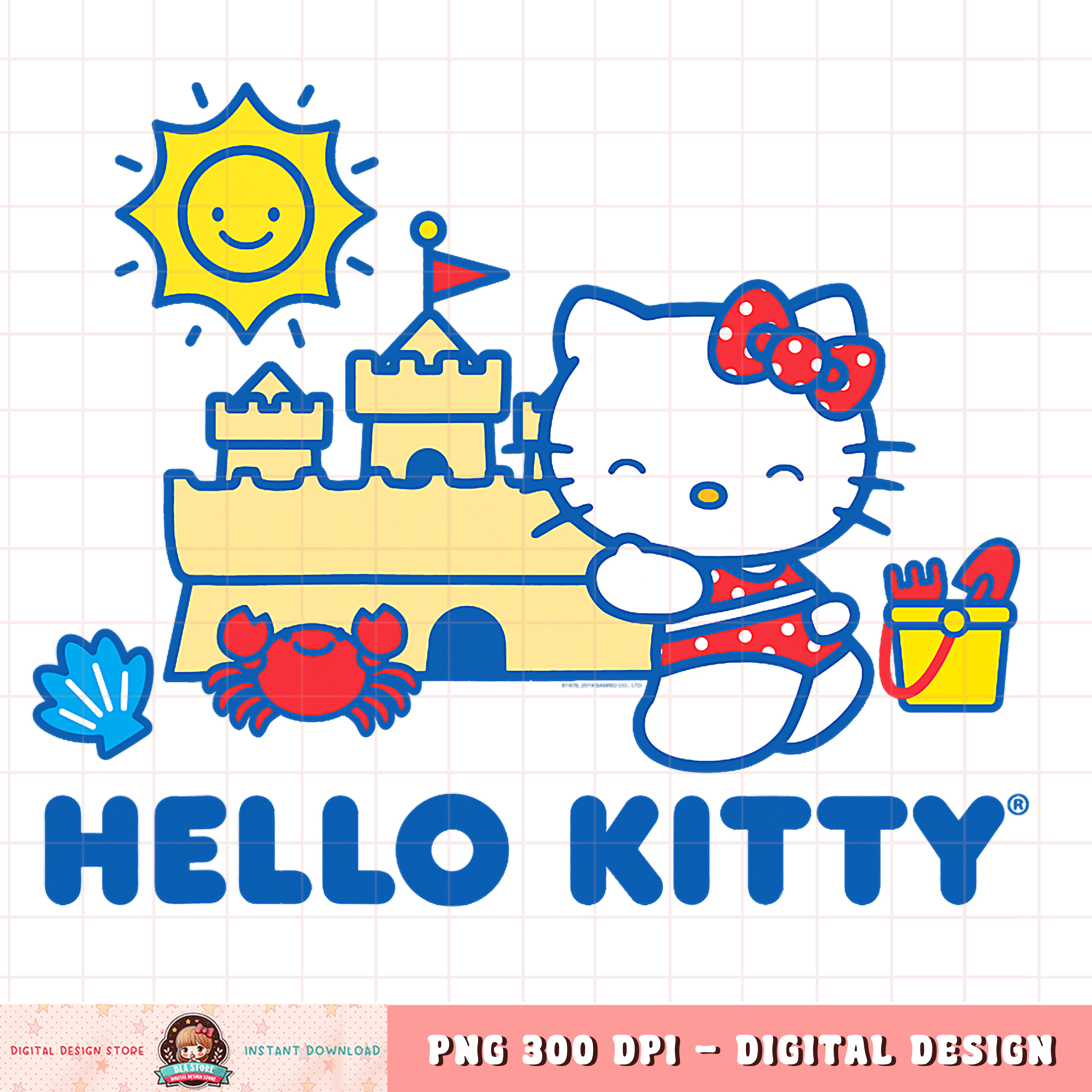 Hello Kitty Beach Fun Sandcastle Summer PNG Download copy | Inspire Uplift