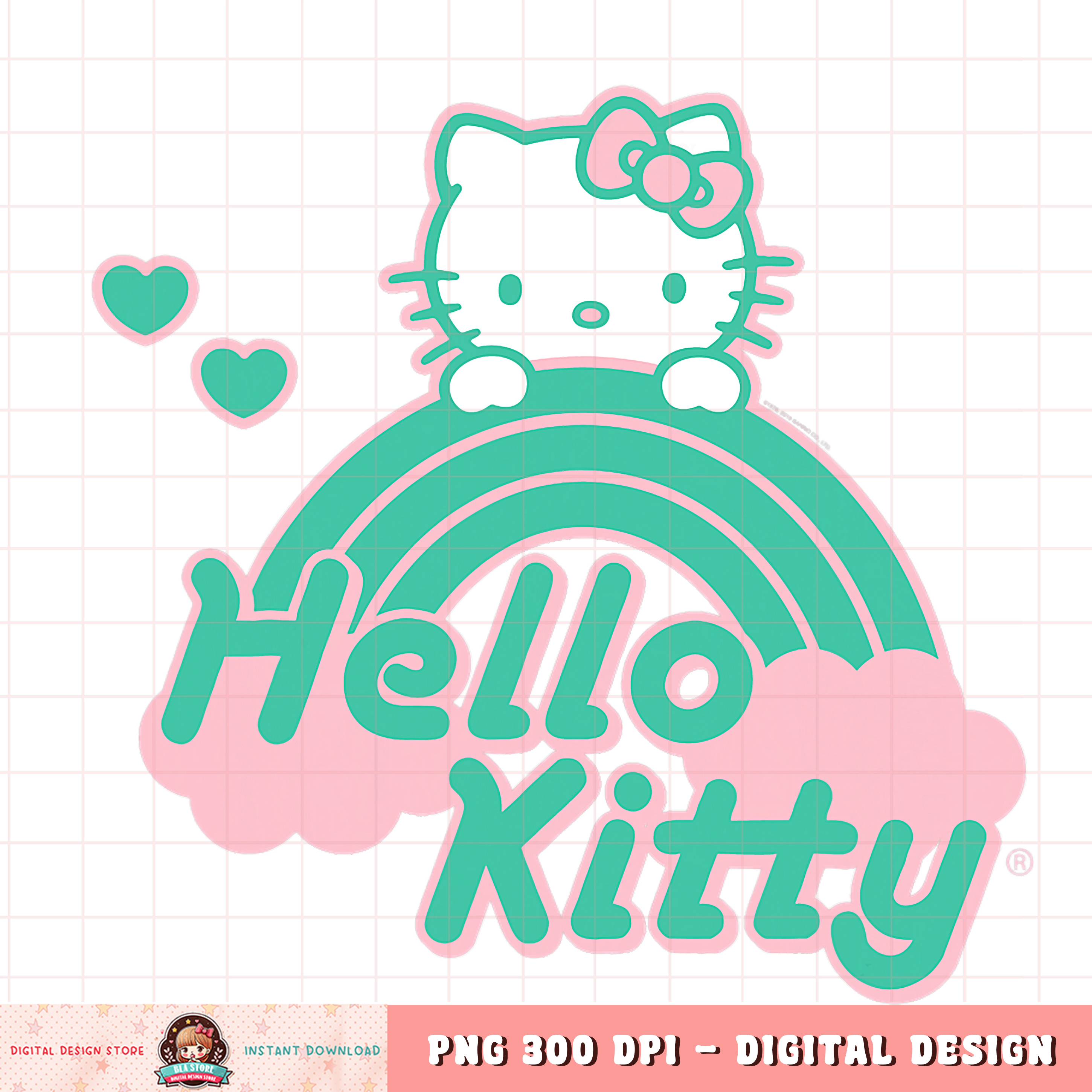 Hello Kitty Green Pink Rainbow png, digital download, instan | Inspire ...