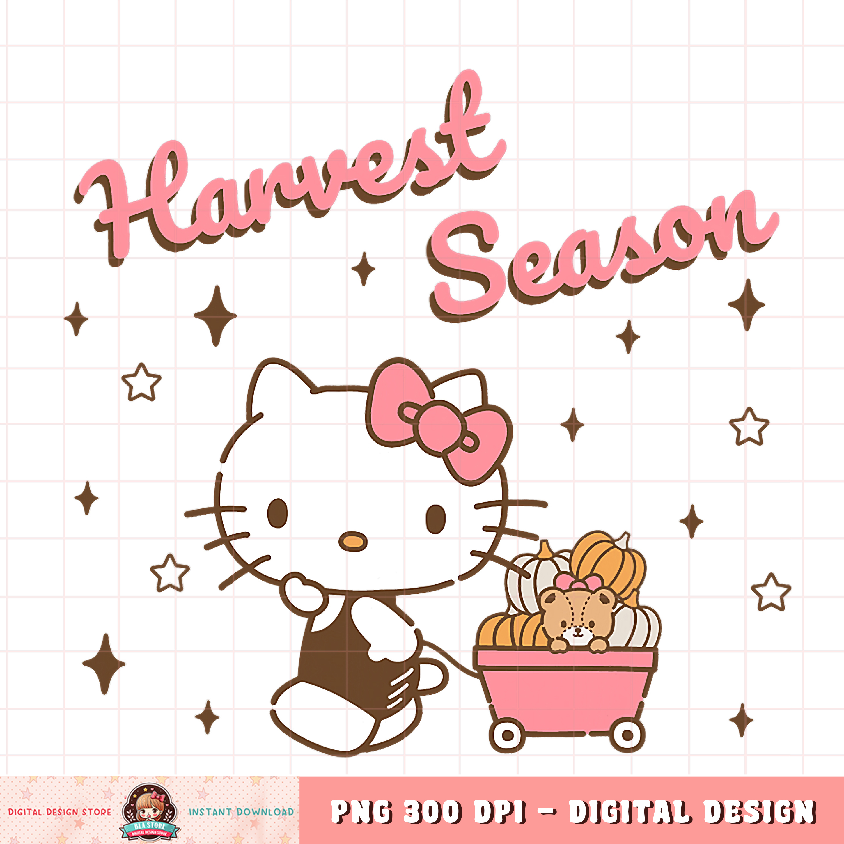 Hello Kitty Harvest Season Pumpkin Wagon png, digital downlo | Inspire ...