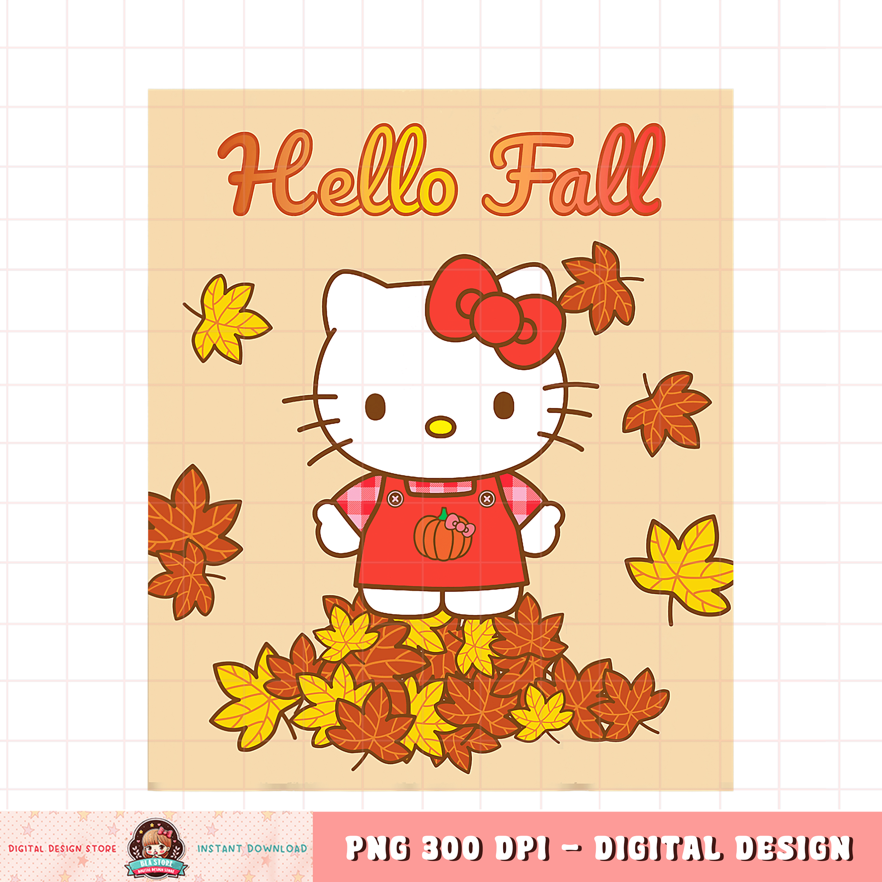 Hello Kitty Hello Fall Autumn Harvest Season Leaves png, dig | Inspire ...