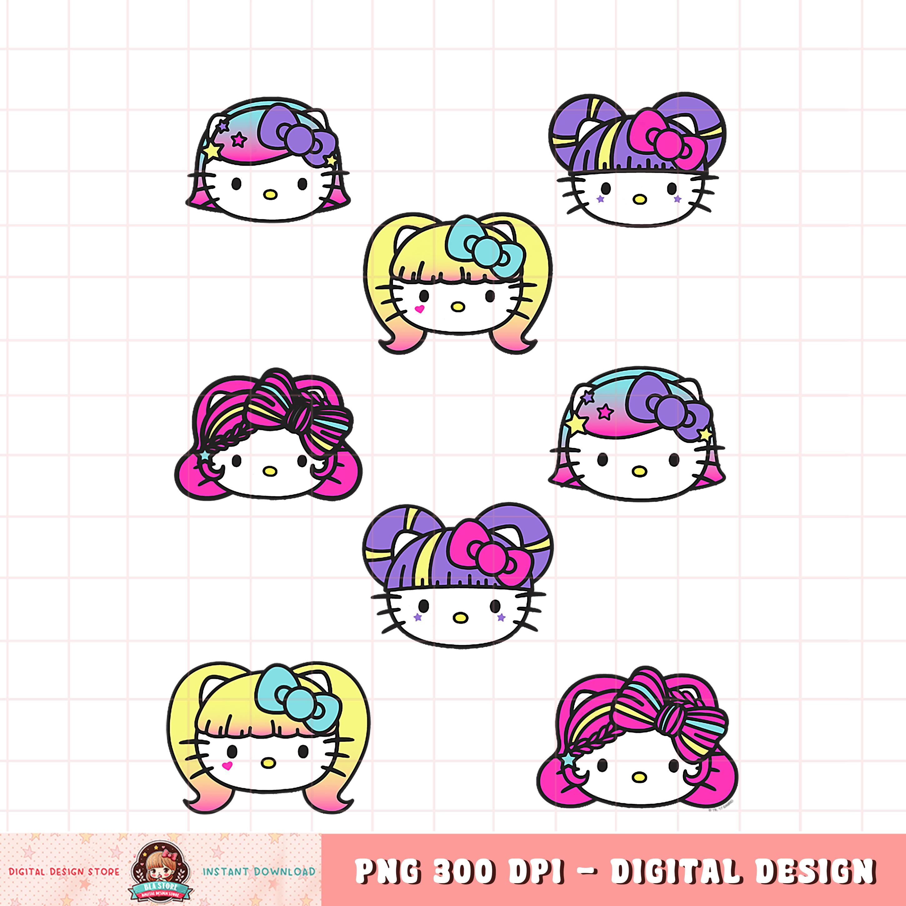 Hello Kitty Kawaii Multi Hair Do Tee Shirt.pngHello Kitty Ka | Inspire ...