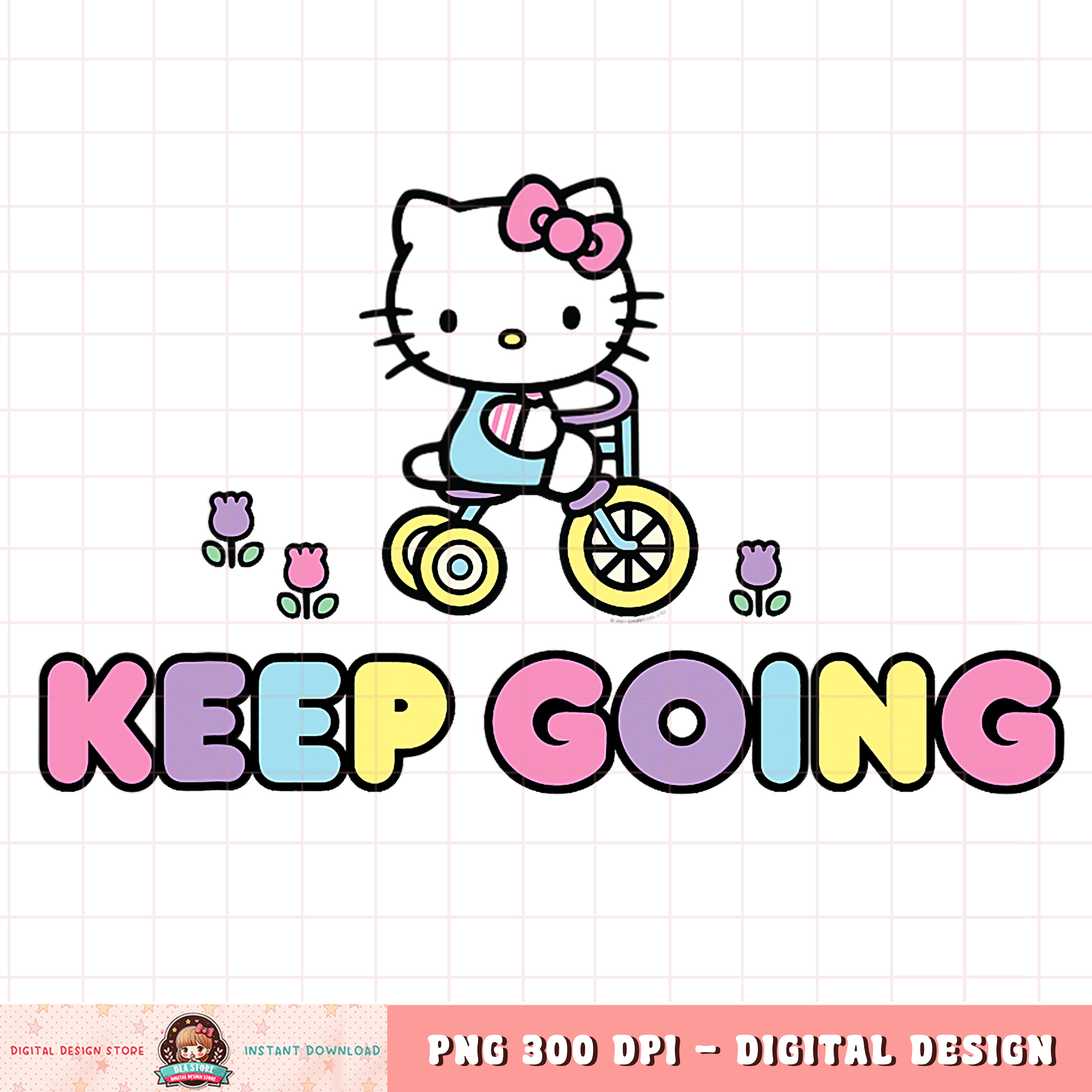 Hello Kitty Keep Going png, digital download, instant | Inspire Uplift