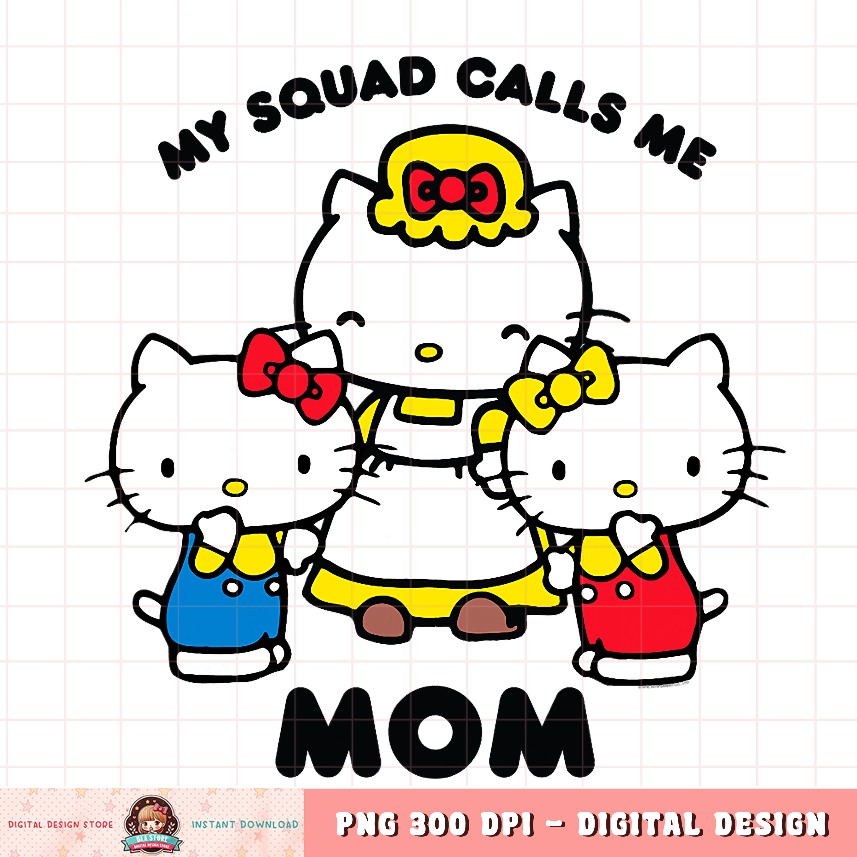 Hello Kitty Mom Squad png, digital download, instant | Inspire Uplift