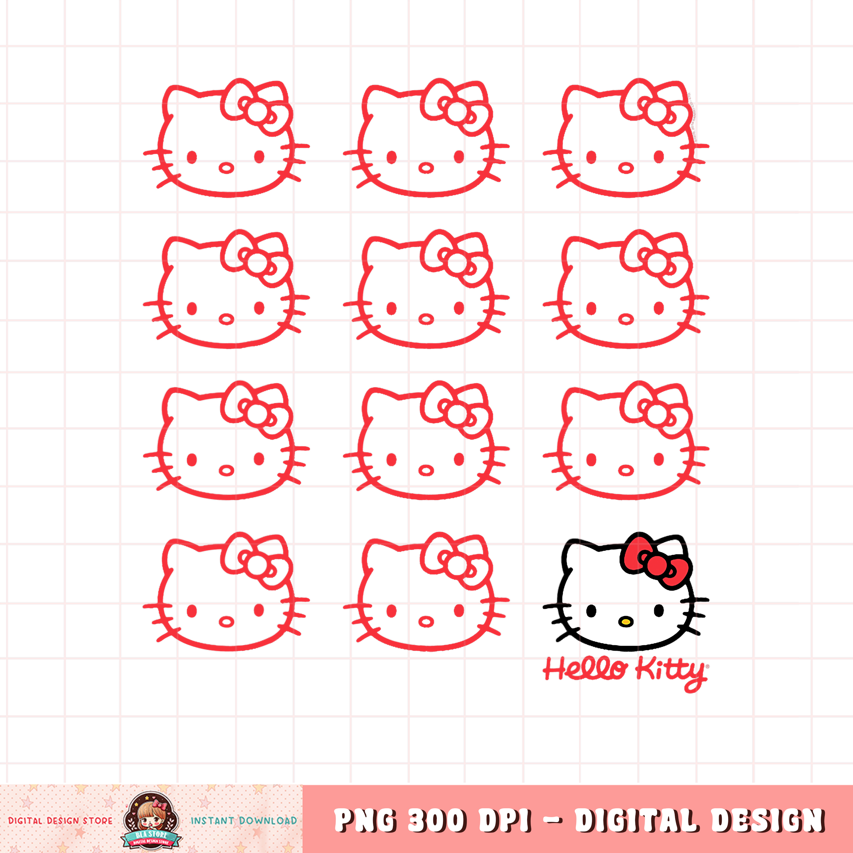 Hello Kitty Real png, digital download, instant | Inspire Uplift