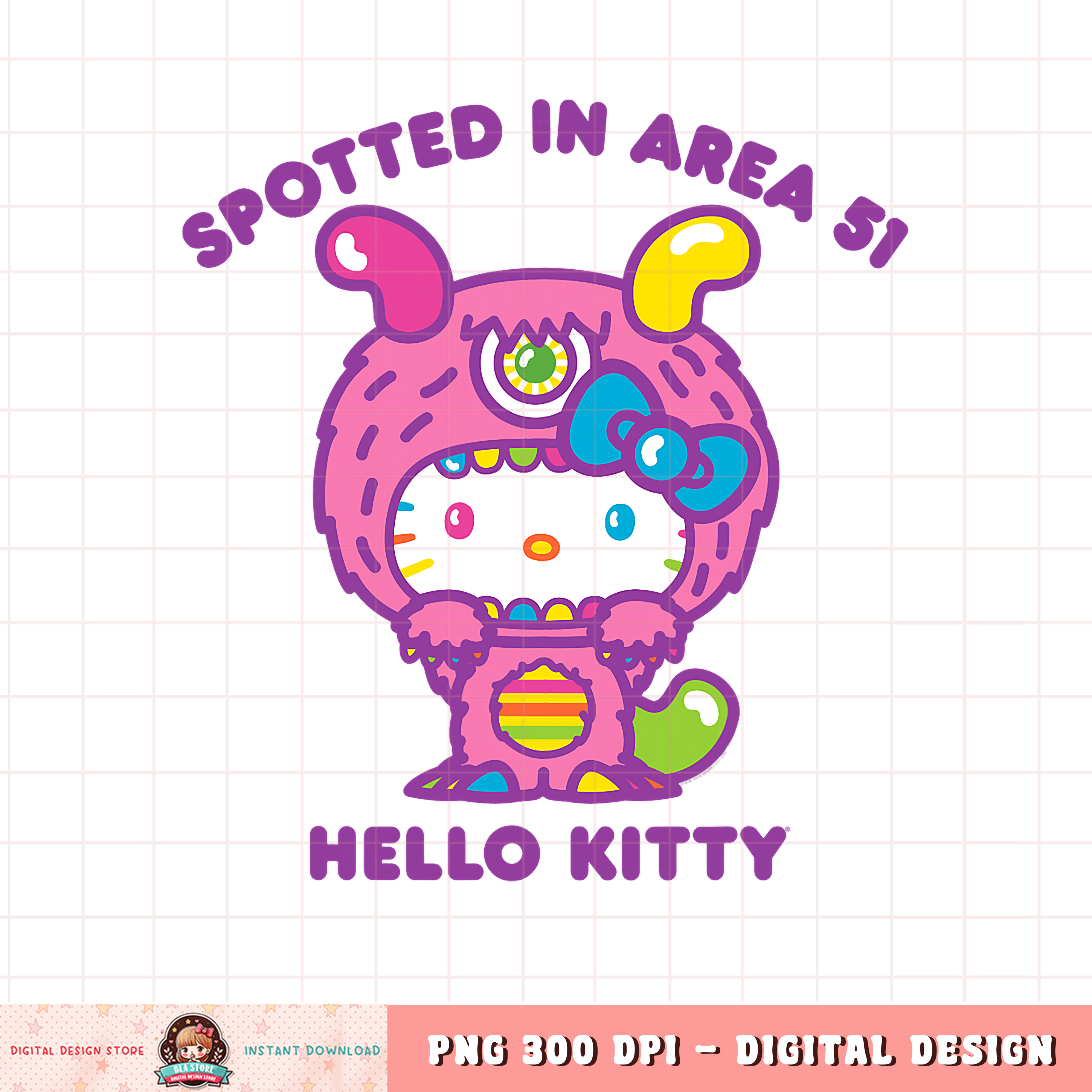 Hello Kitty Spotted in Area 51 Alien Sighting png, digital d | Inspire ...