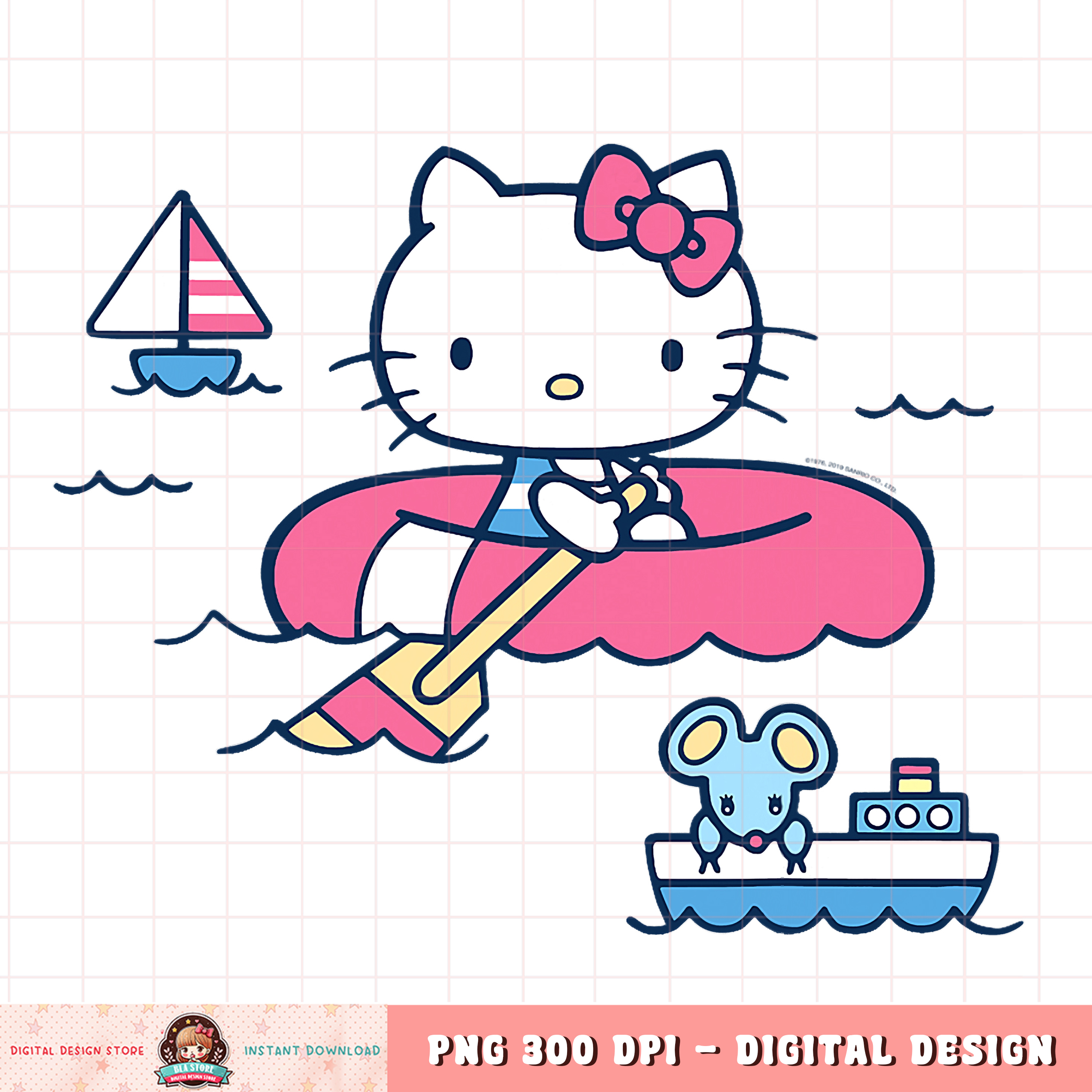 Hello Kitty Summer Boat png, digital download, instant | Inspire Uplift
