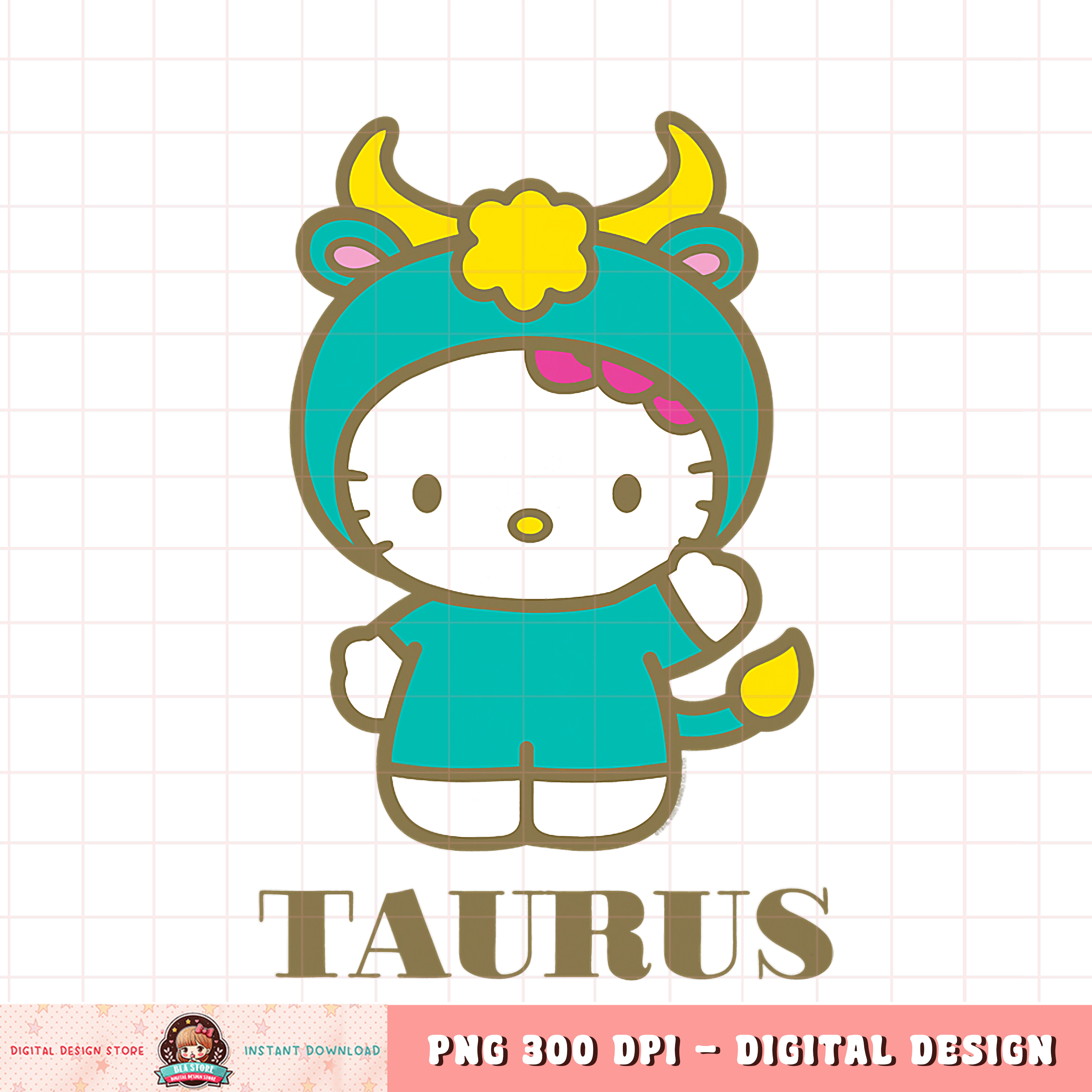 Hello Kitty Zodiac Taurus png, digital download, instant | Inspire Uplift