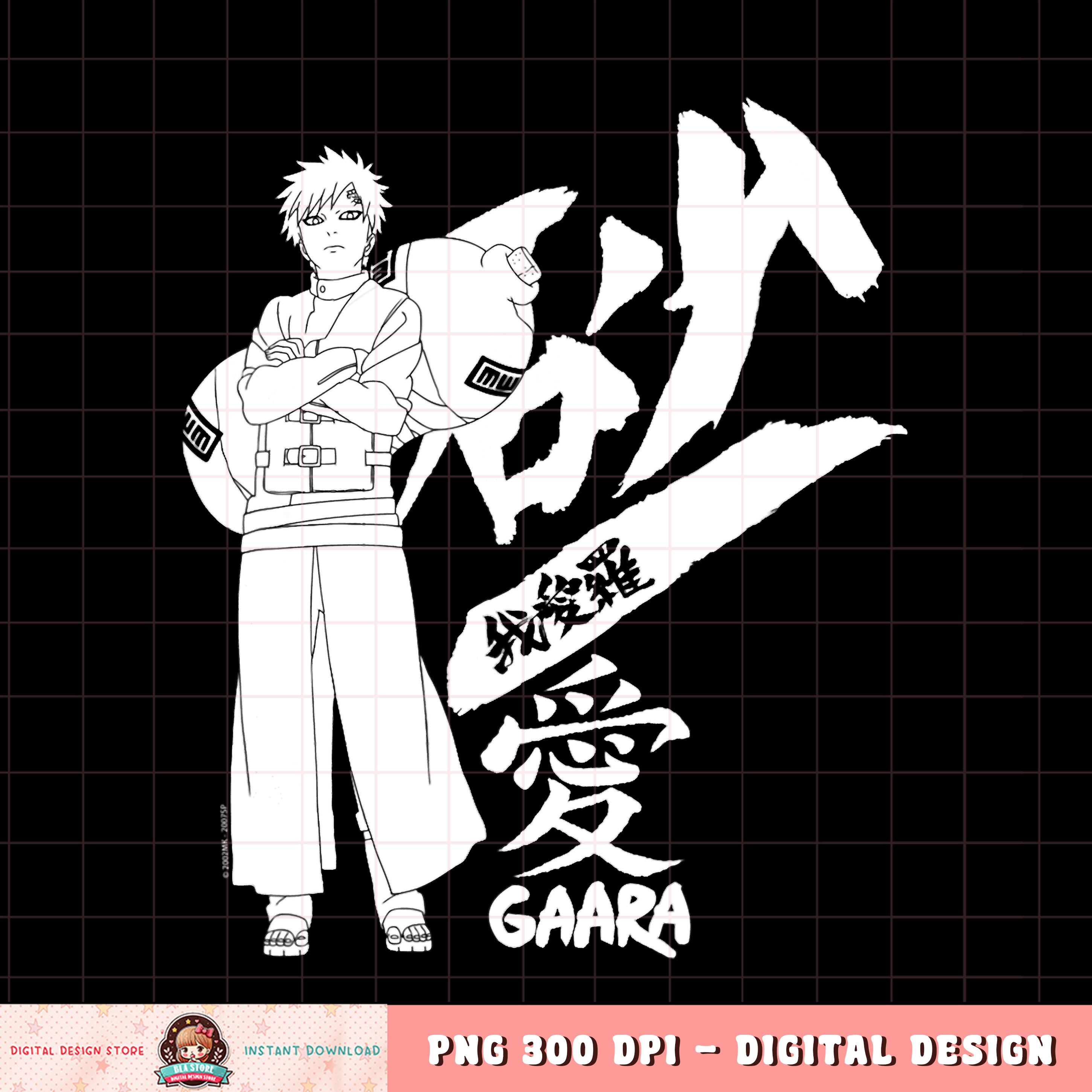 Naruto Shippuden Gaara Standing with Kanji png, digital down | Inspire ...