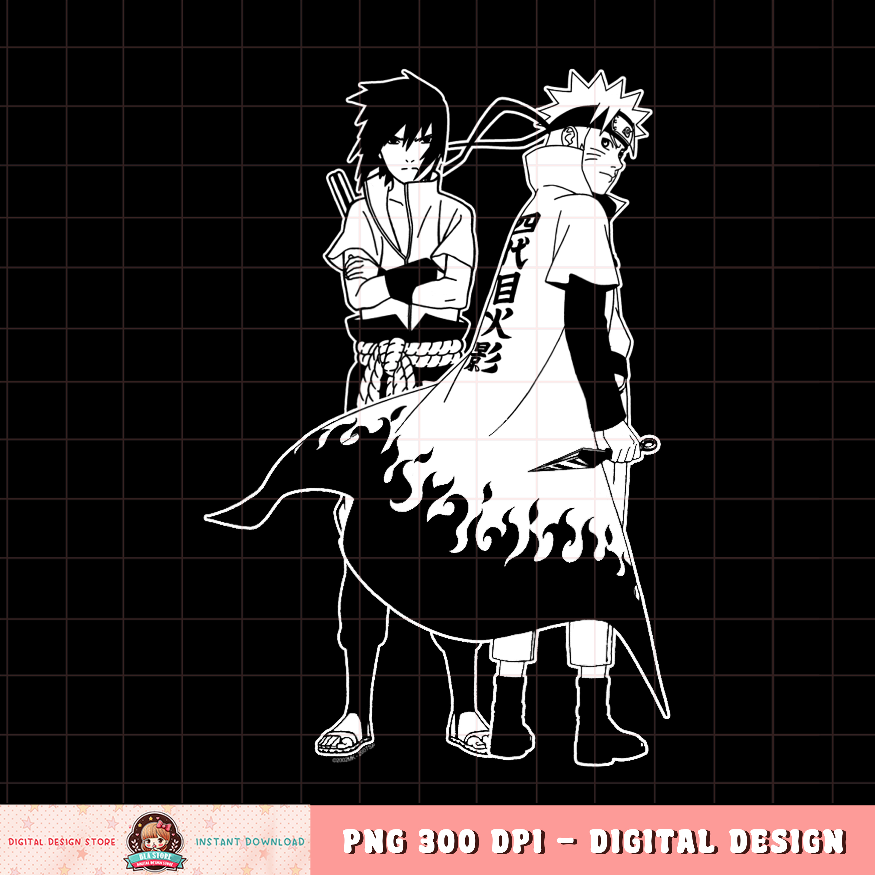 Naruto Shippuden Naruto and Sasuke Outline png, digital down | Inspire ...
