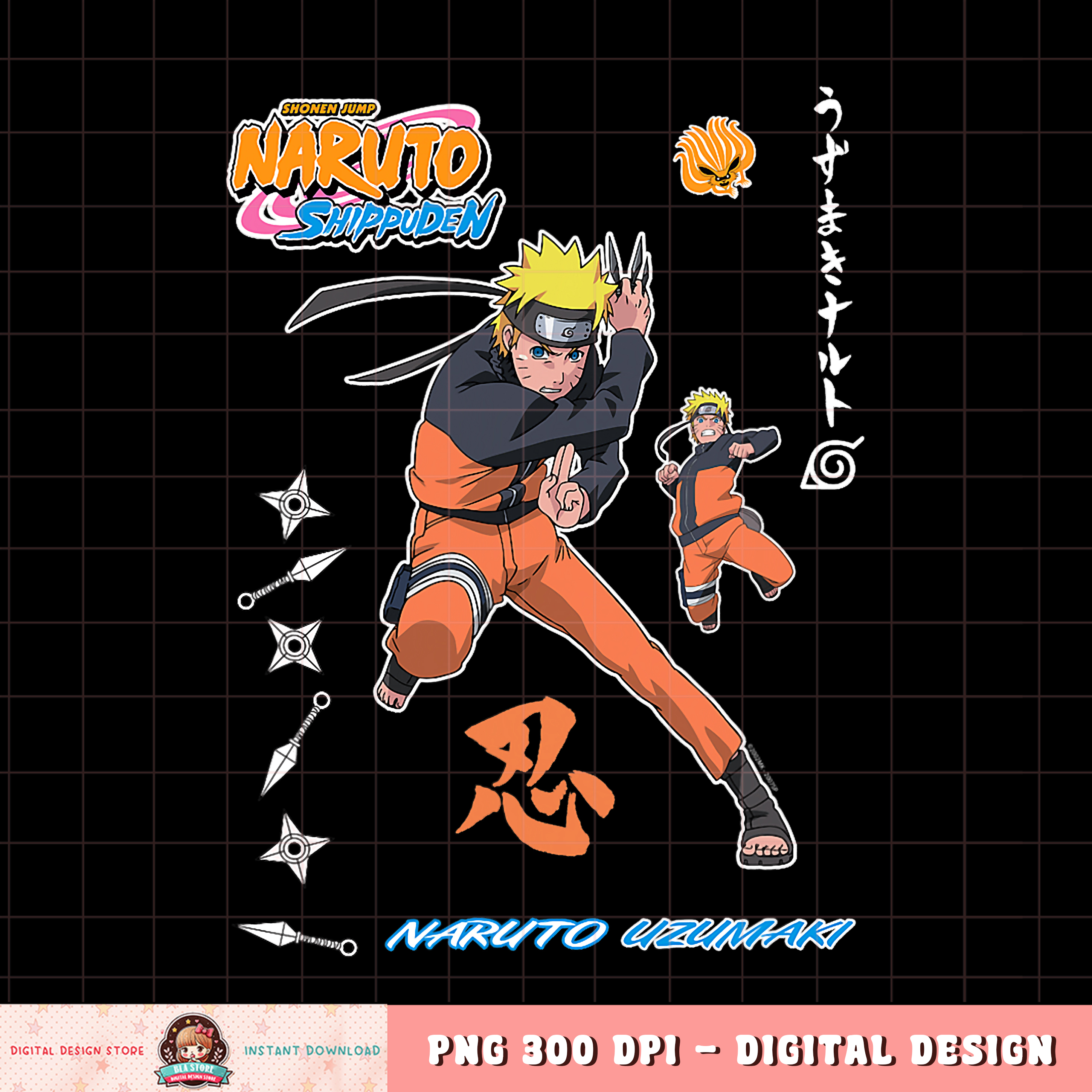Naruto Shippuden Vintage Style Badges png, digital download, | Inspire ...