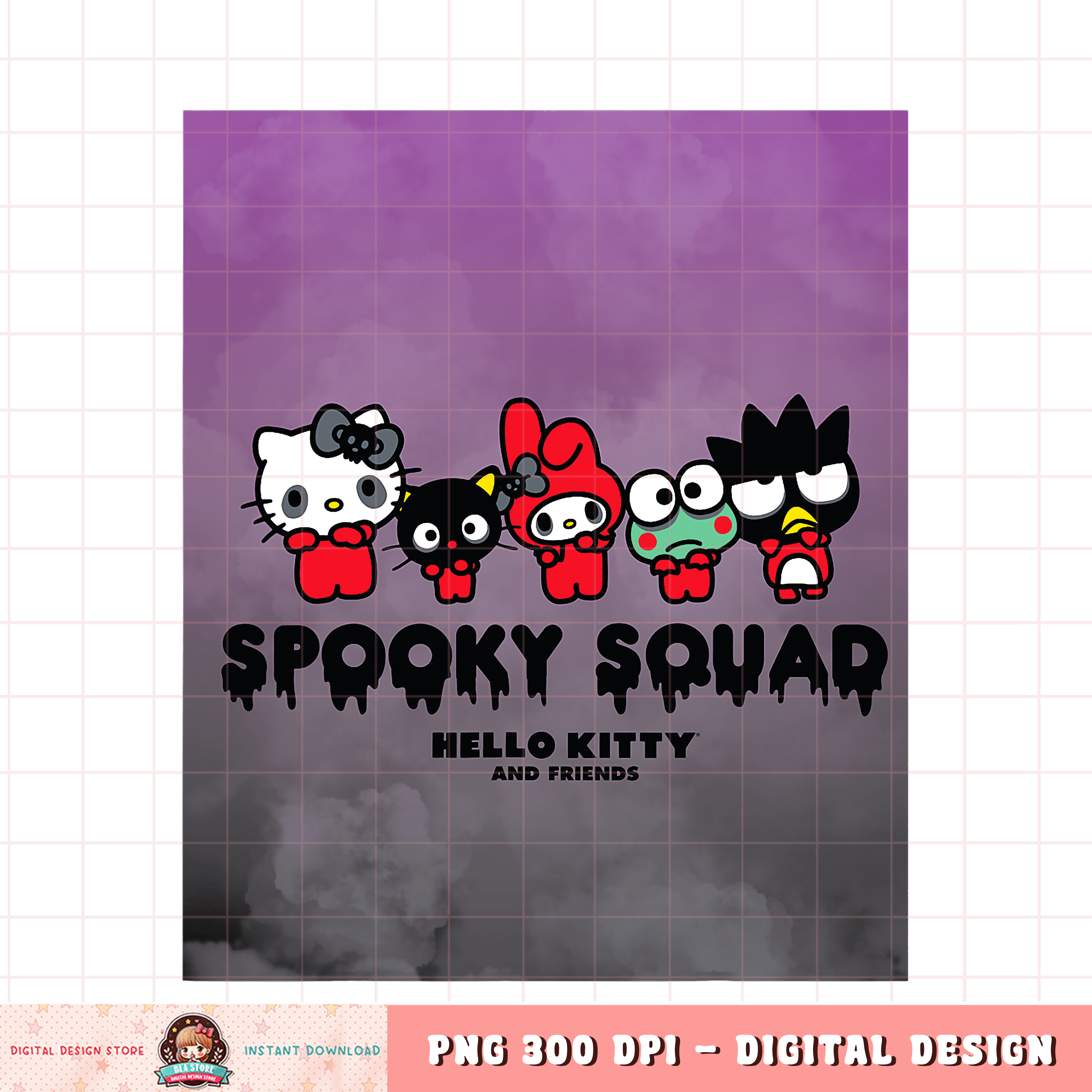 Spooky Squad Halloween Hello Kitty png, digital download, in | Inspire ...