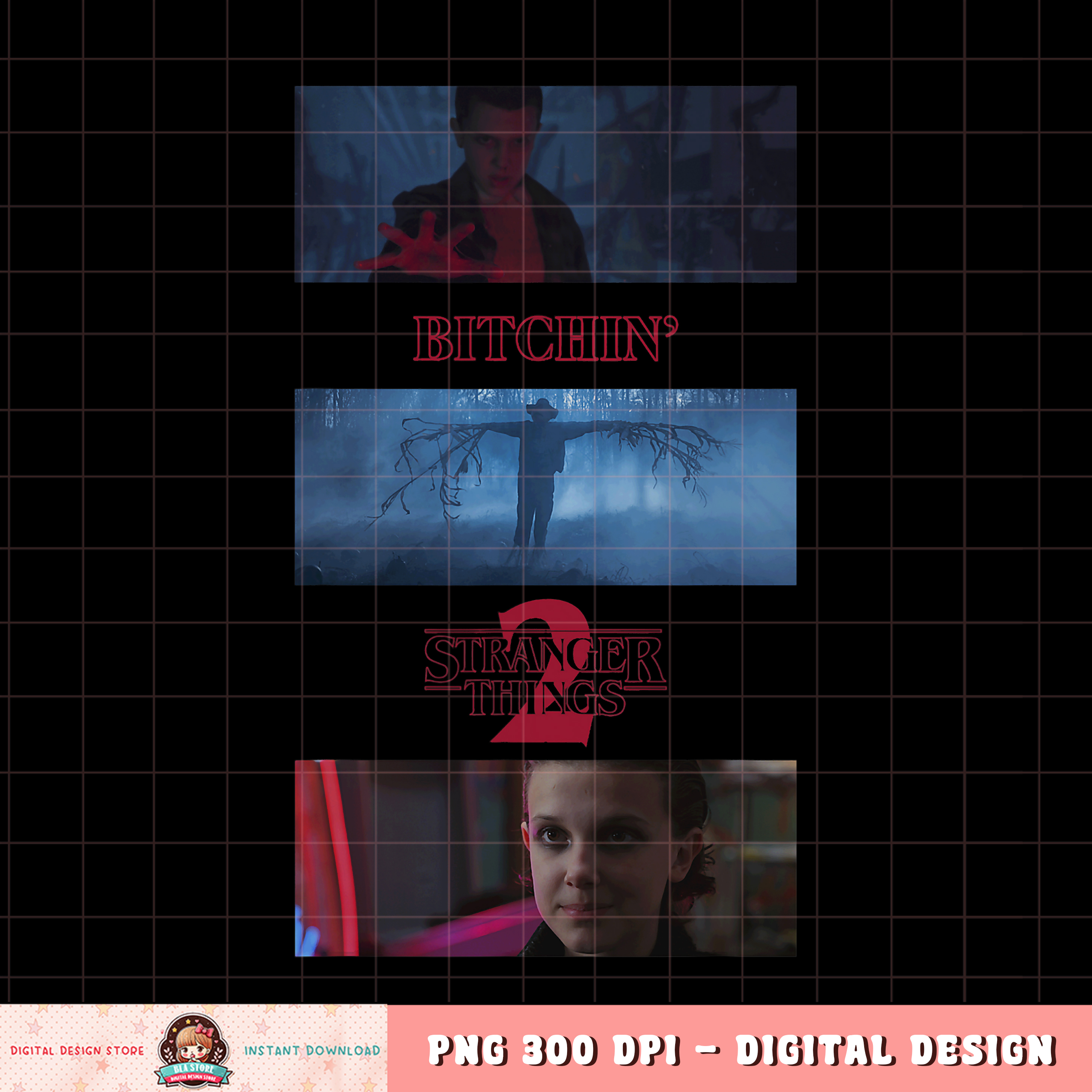 Stranger Things 2 Eleven Bitchin_ Panels png, digital downlo | Inspire ...