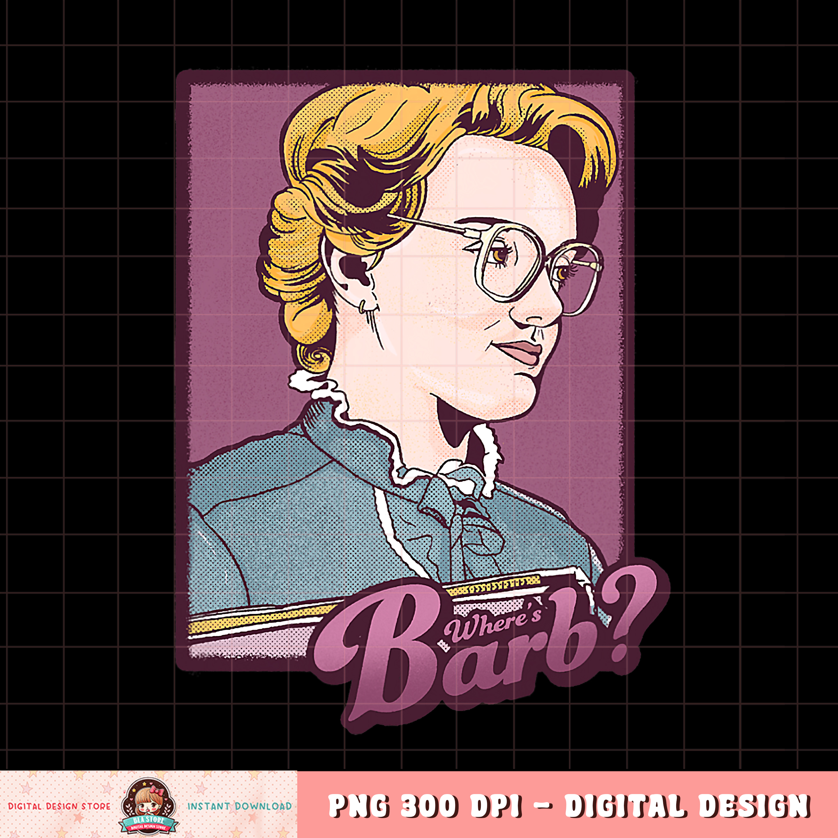 Stranger Things Where_s Barb Cartoon Poster png, digital dow | Inspire ...