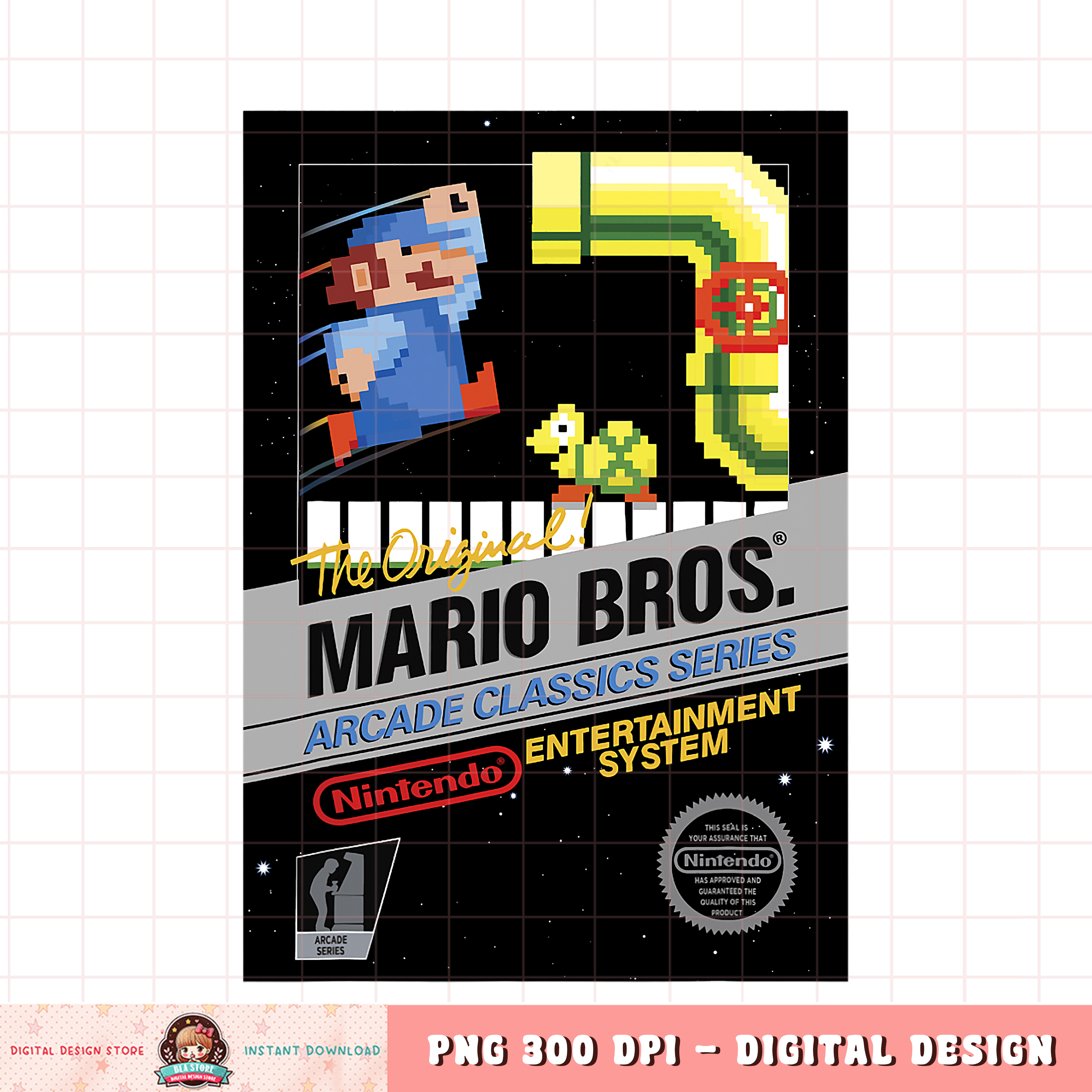 Super Mario Original Classic Retro Box Art Graphic png, digi - Inspire ...