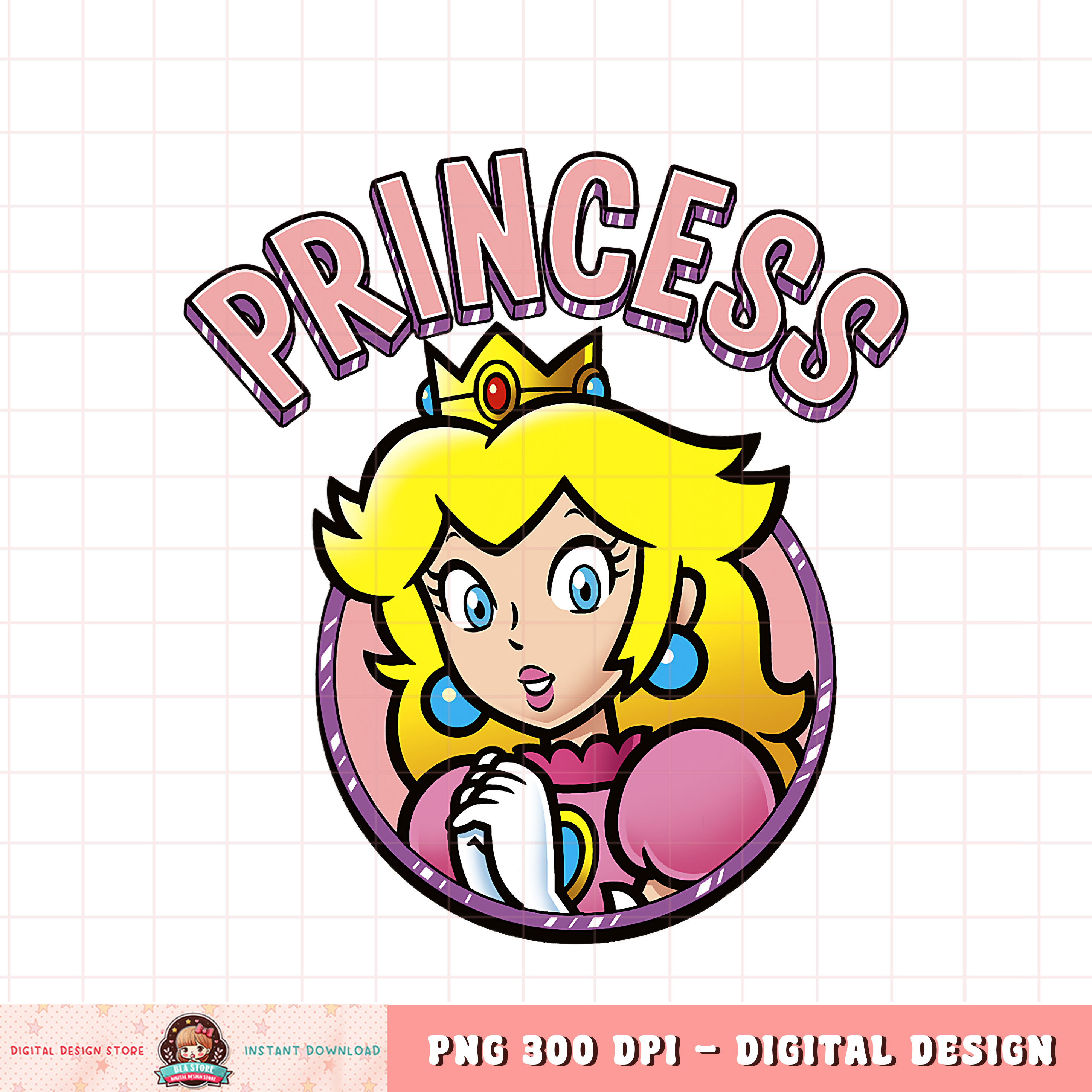 Super Mario Peach The Princess Portrait png, digital downloa | Inspire ...