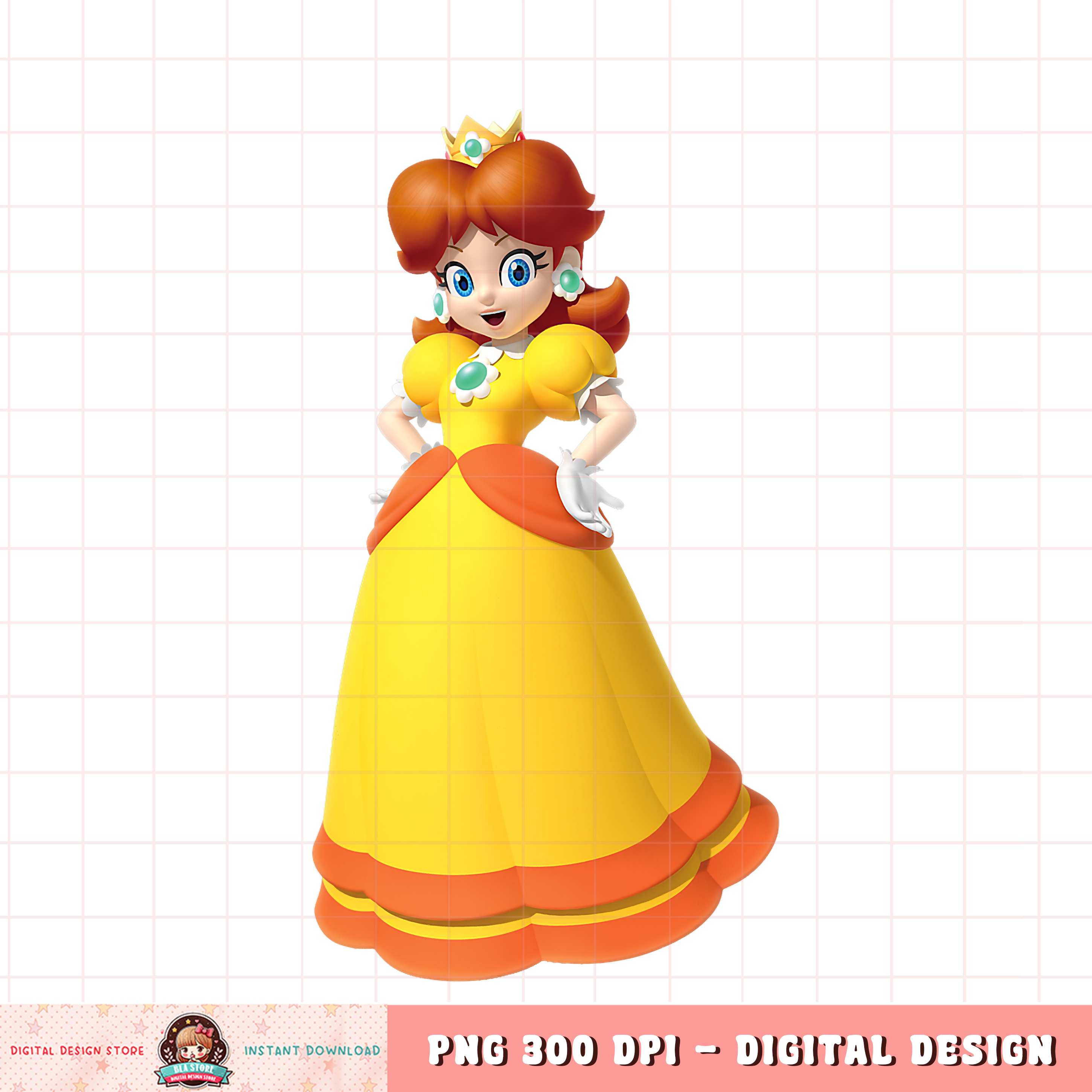 Super Mario Princess Daisy 3D Poster png, digital download, | Inspire ...