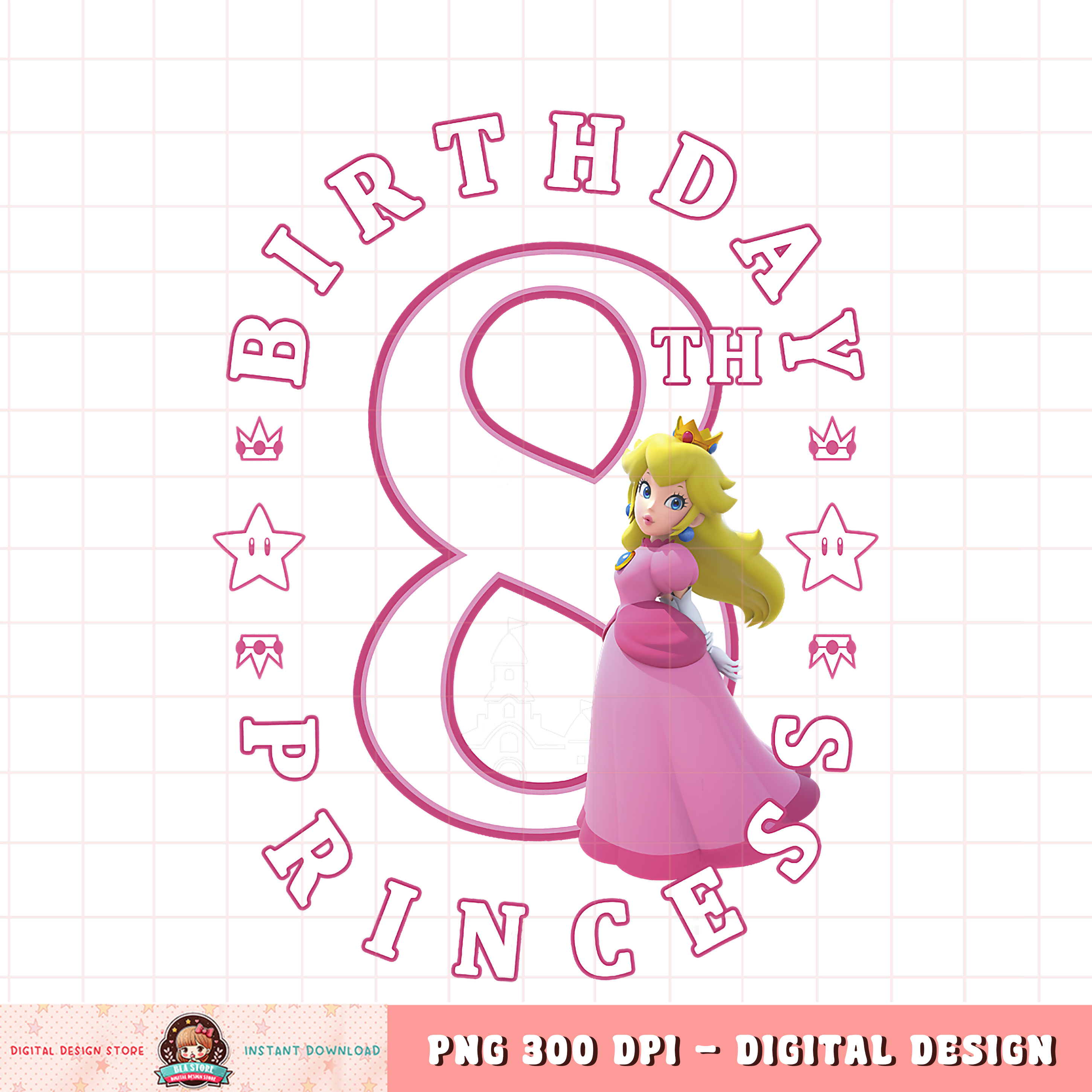 Super Mario Princess Peach 8th Birthday Princess Portrait pn | Inspire ...