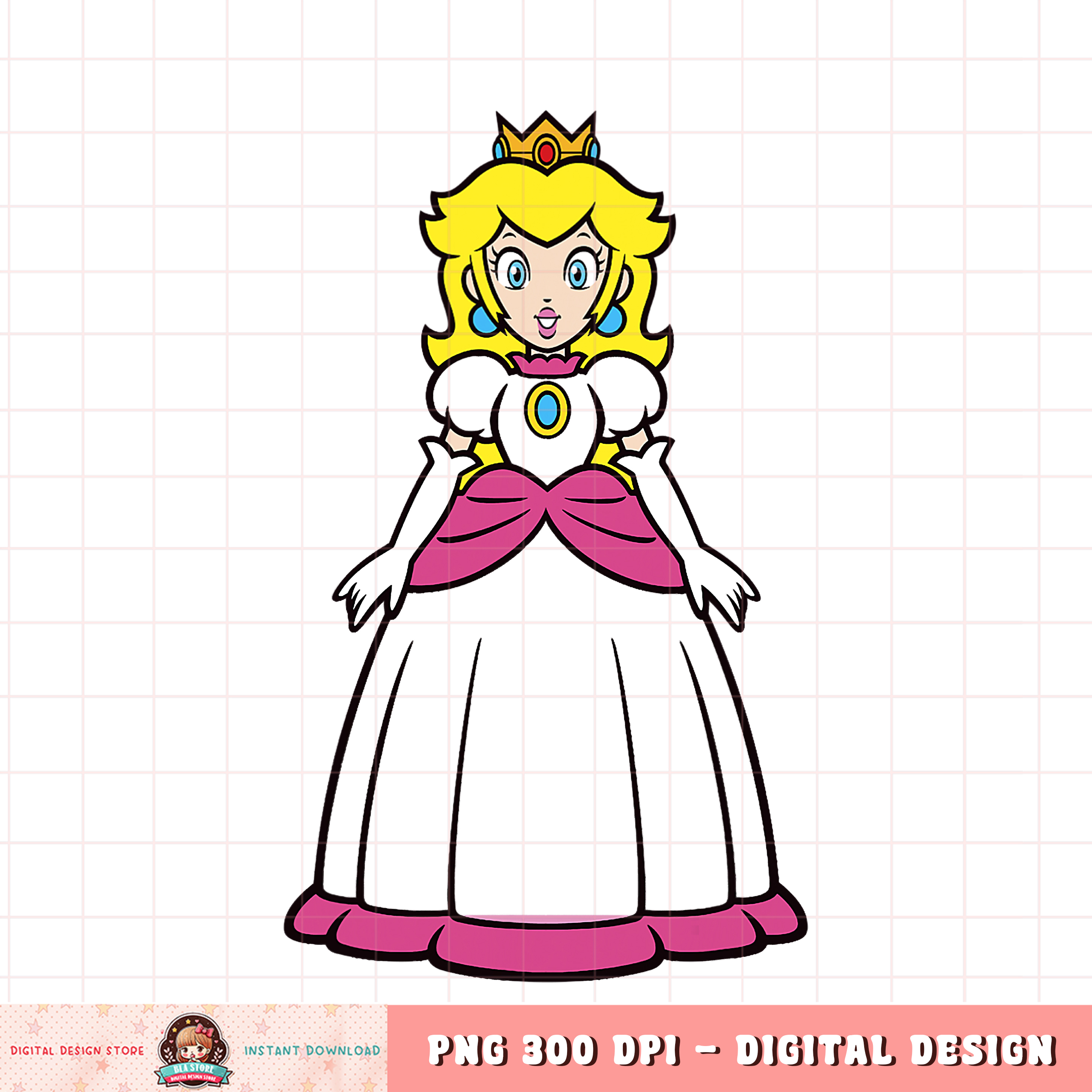 Super Mario Princess Peach Simple Portrait png, digital down | Inspire ...