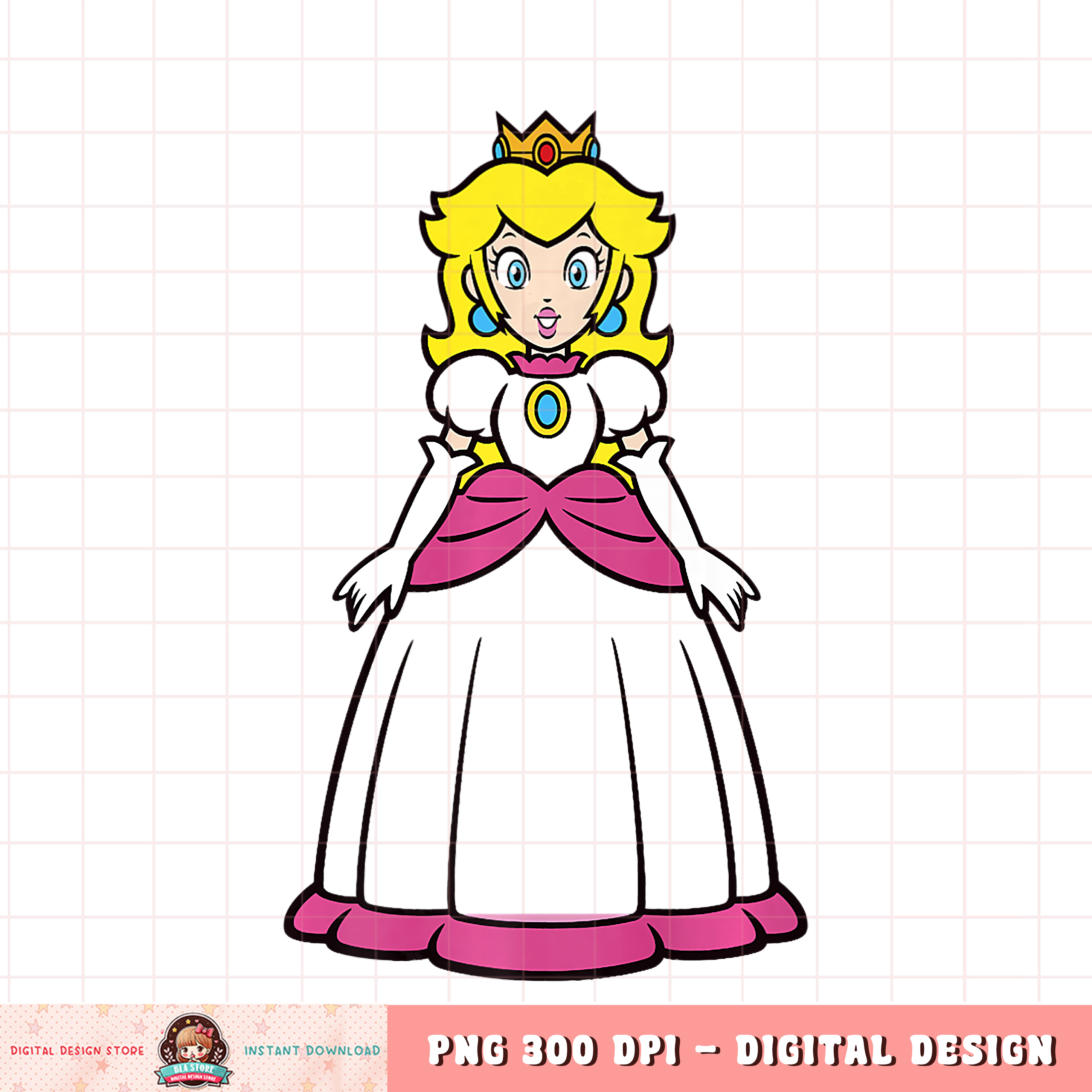 Super Mario Princess Peach Simple Portrait Premium png, digi | Inspire ...