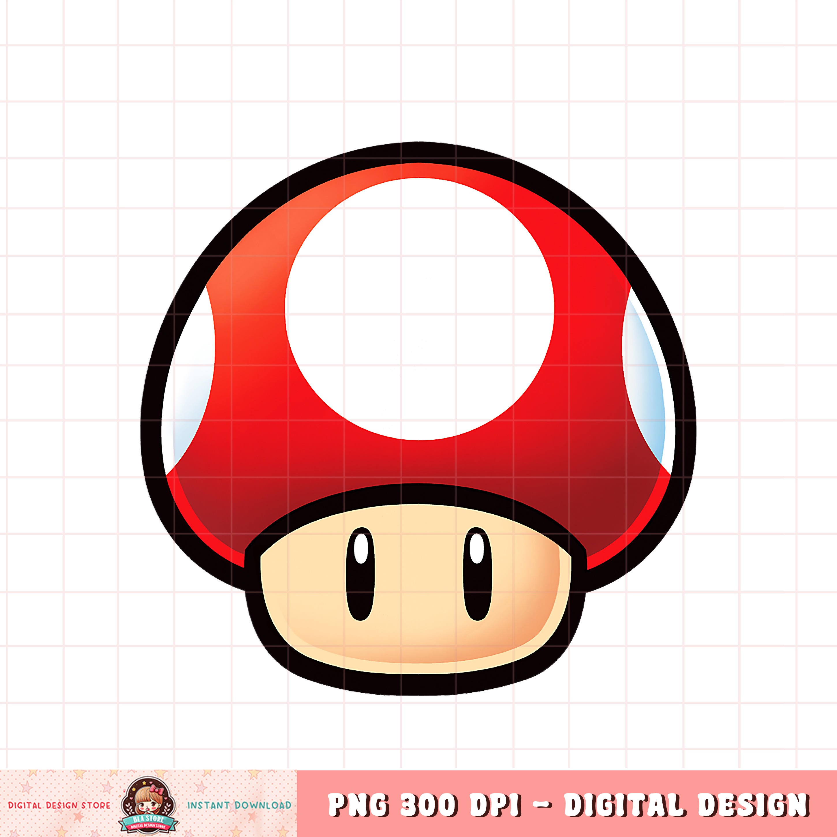 Super Mario Red Mushroom Big Face png, digital download, ins | Inspire ...