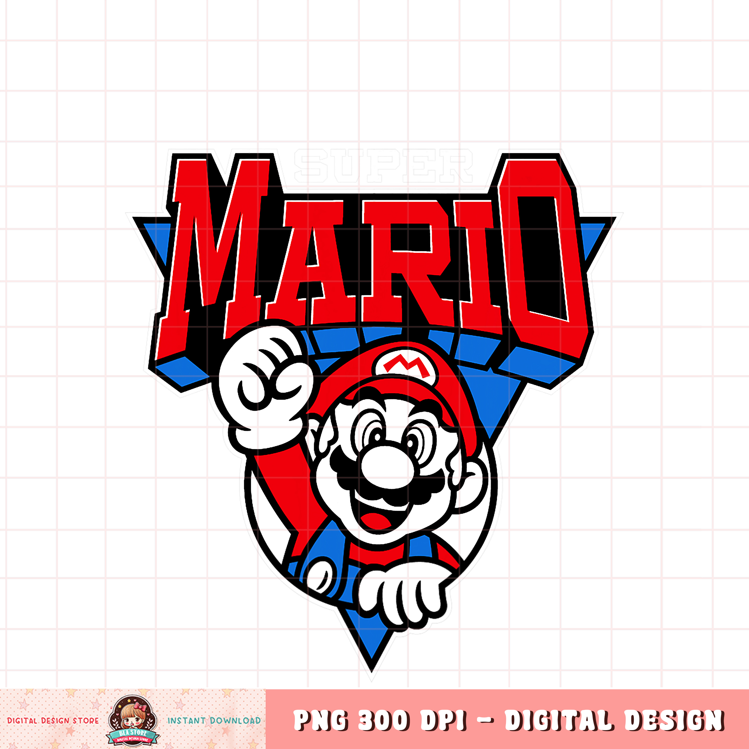 Super Mario Red White Blue Team Mario Graphic png, digital d | Inspire ...