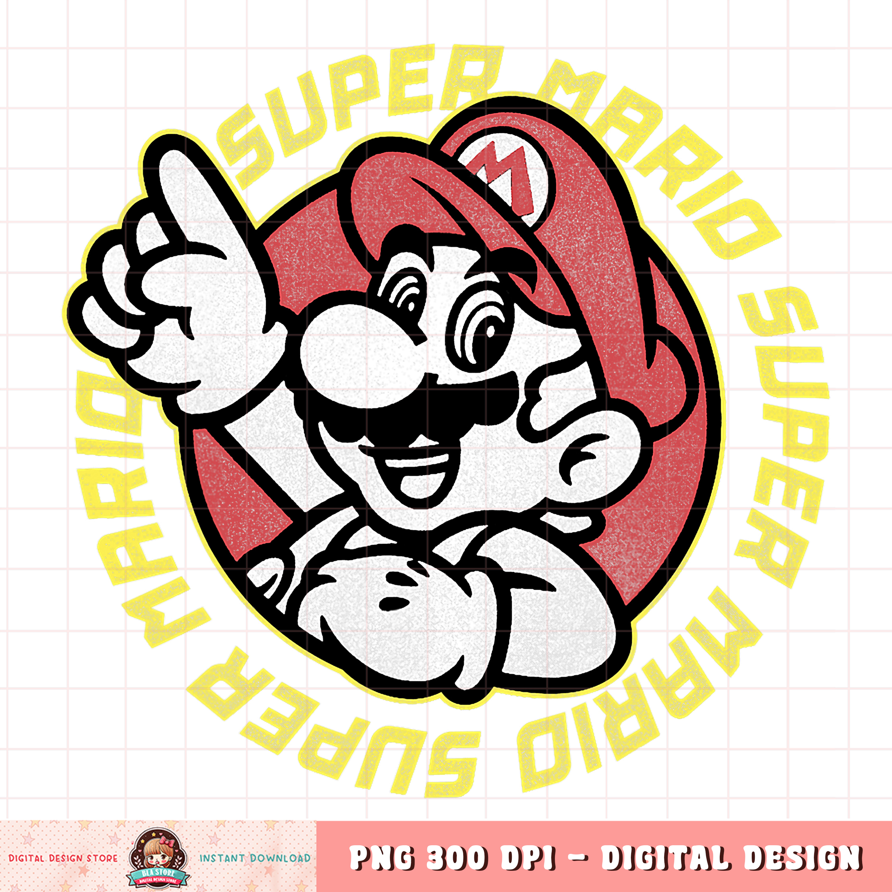 Super Mario Retro Circle Red Yellow Logo Graphic png, digita | Inspire ...
