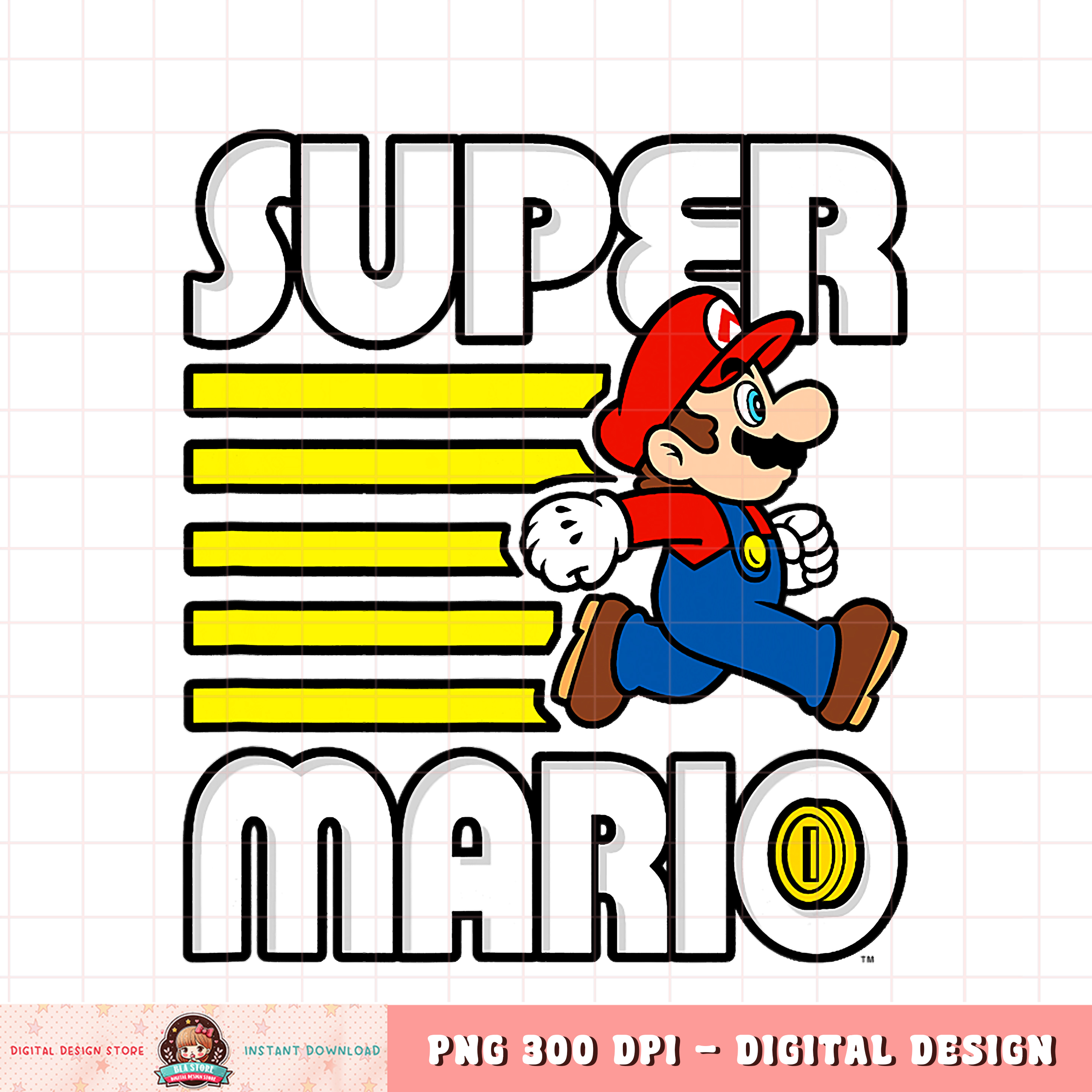 Super Mario Running Mario Yellow Lines With Coin png, digita | Inspire ...