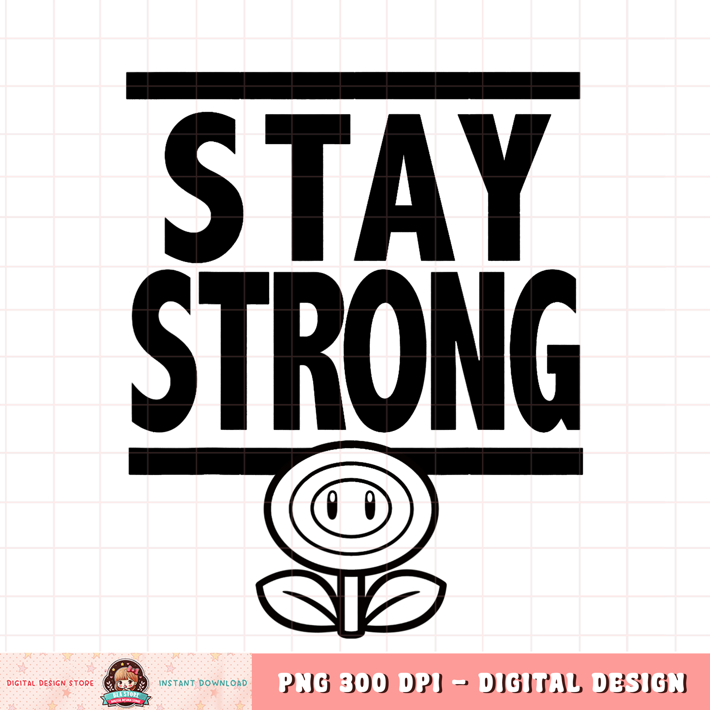 Super Mario Stay Strong Fire Flower Outline Portrait png, di | Inspire ...