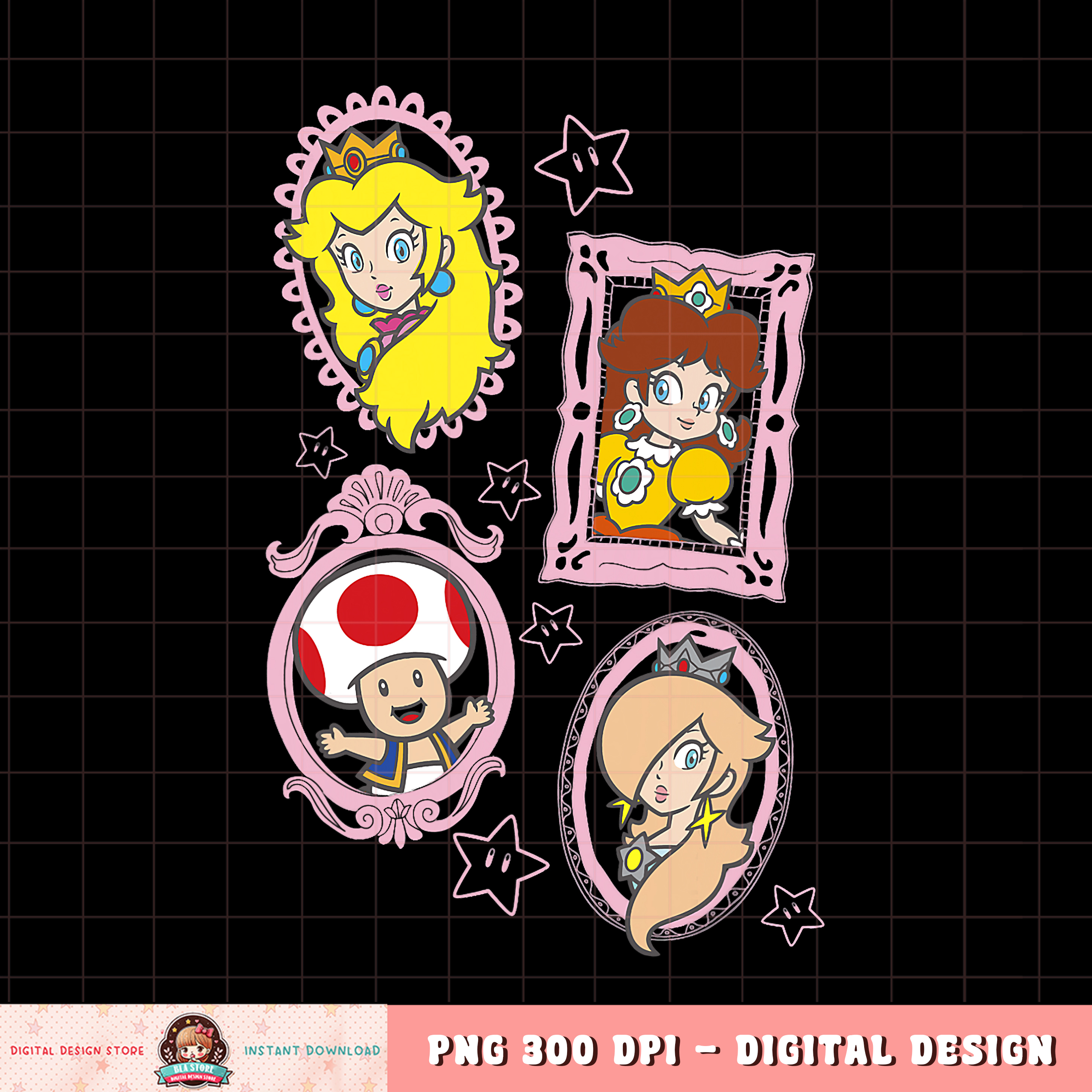 Super Mario Toad _ The Princesses Framed png, digital downlo | Inspire ...