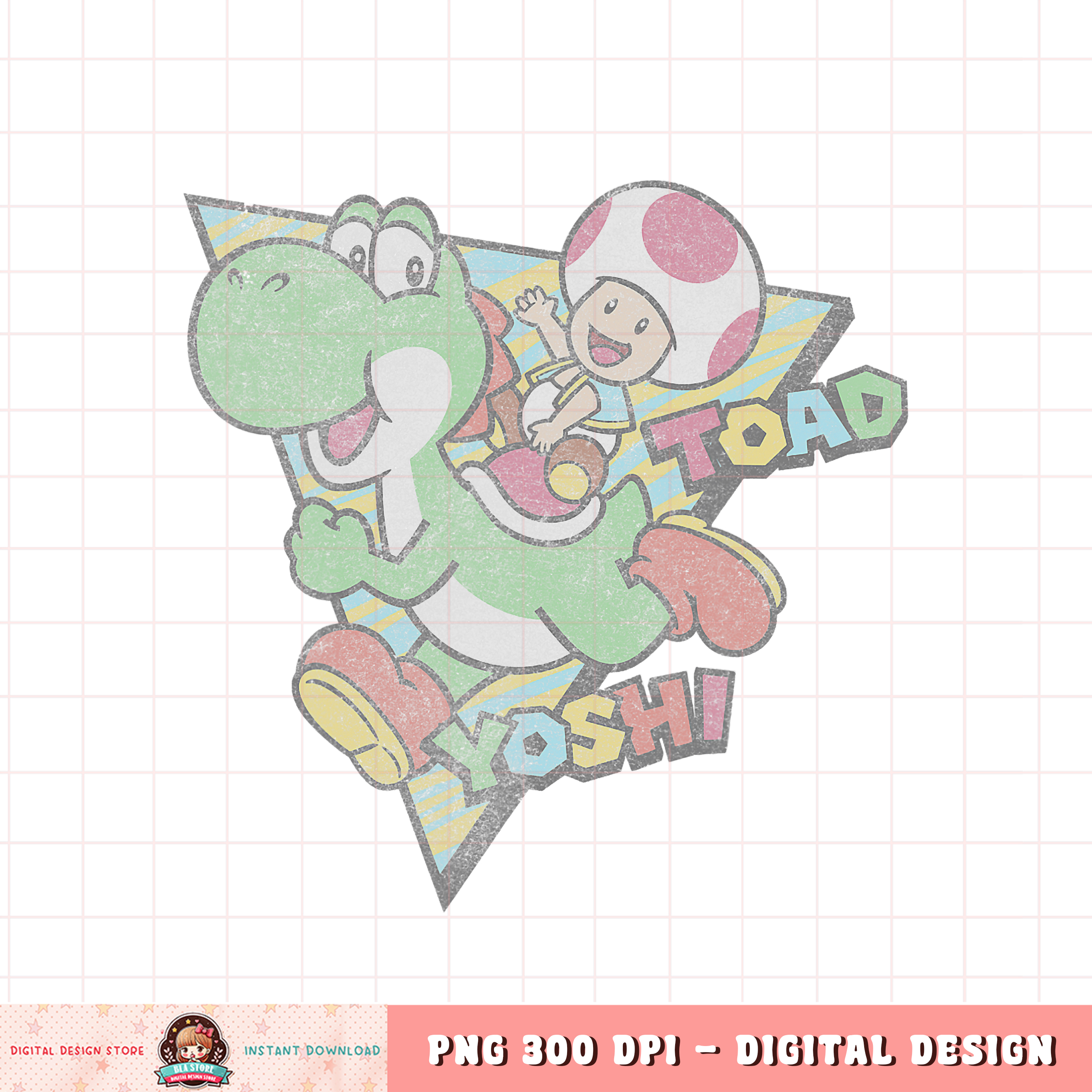 Super Mario Toad _ Yoshi Portrait png, digital download, ins | Inspire ...