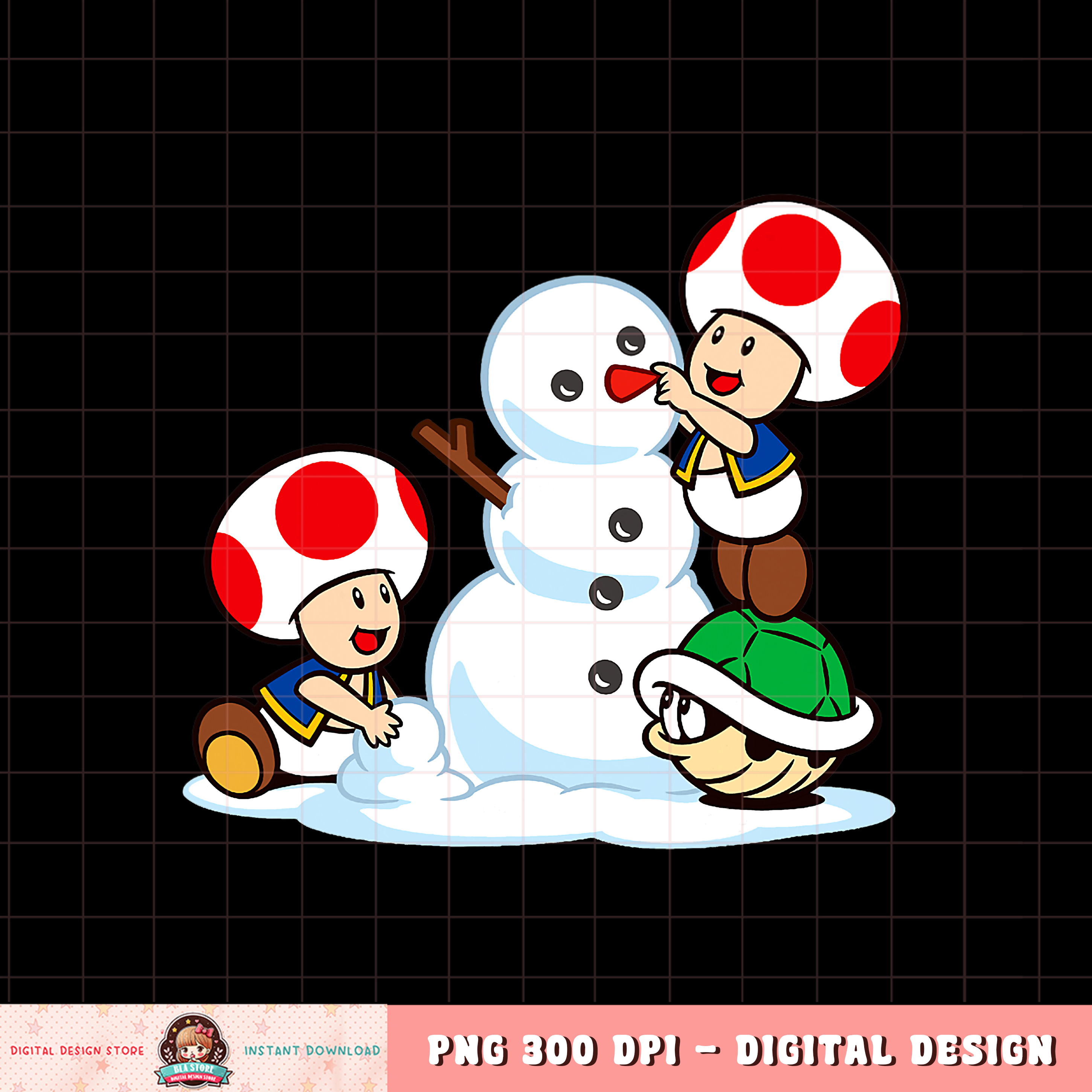 Super Mario Toad Snow Man png, digital download, instant | Inspire Uplift