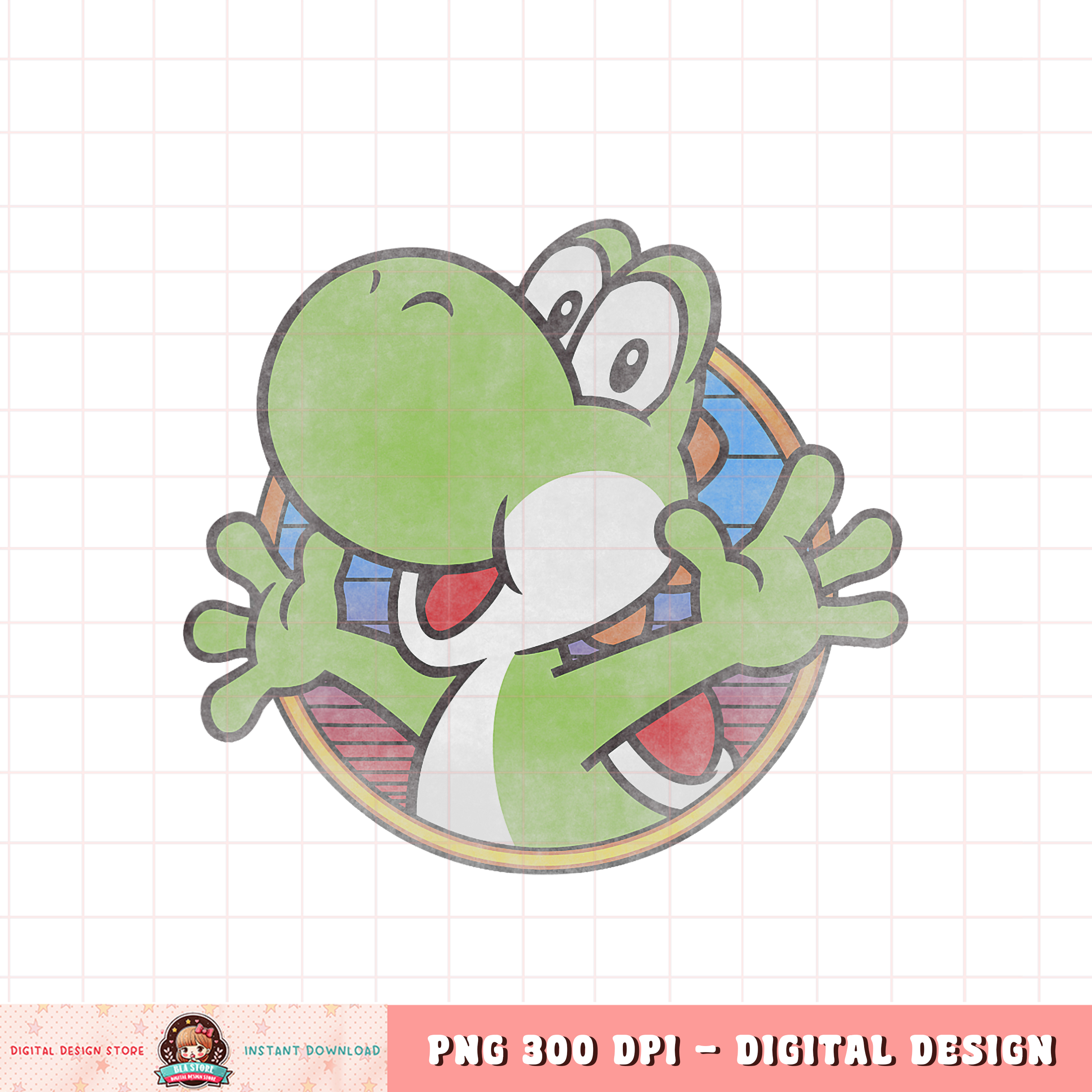 Super Mario Yoshi Color Fade Circle Logo png, digital downlo | Inspire ...