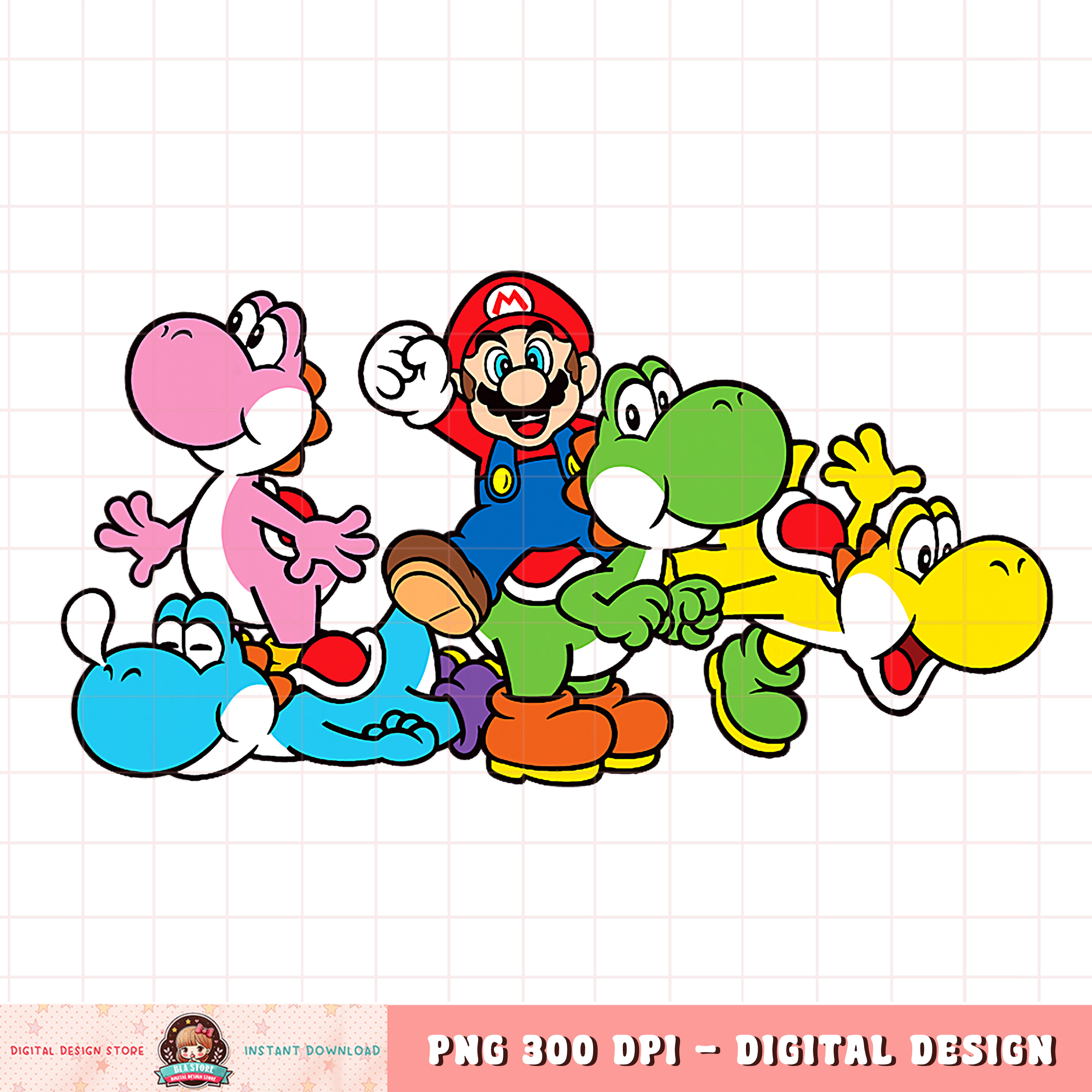 Super Mario Yoshi Ride Group Mashup png, digital download, i | Inspire ...