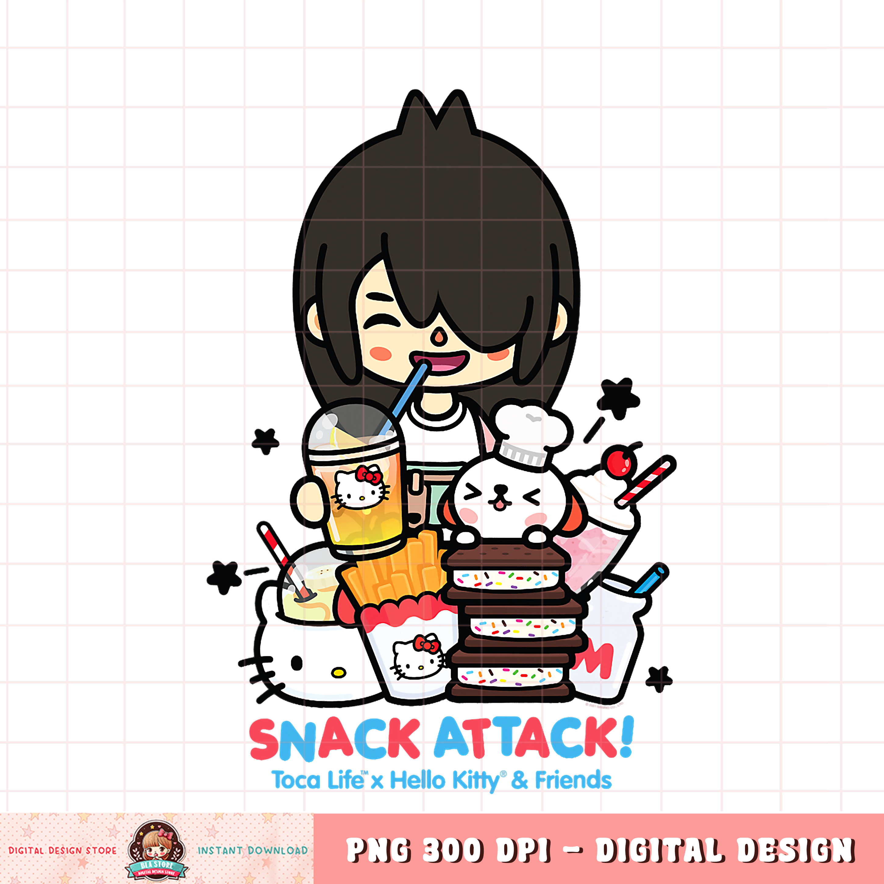 Toca Life x Hello Kitty _ Friends SNACK ATTACK! png, digital | Inspire ...