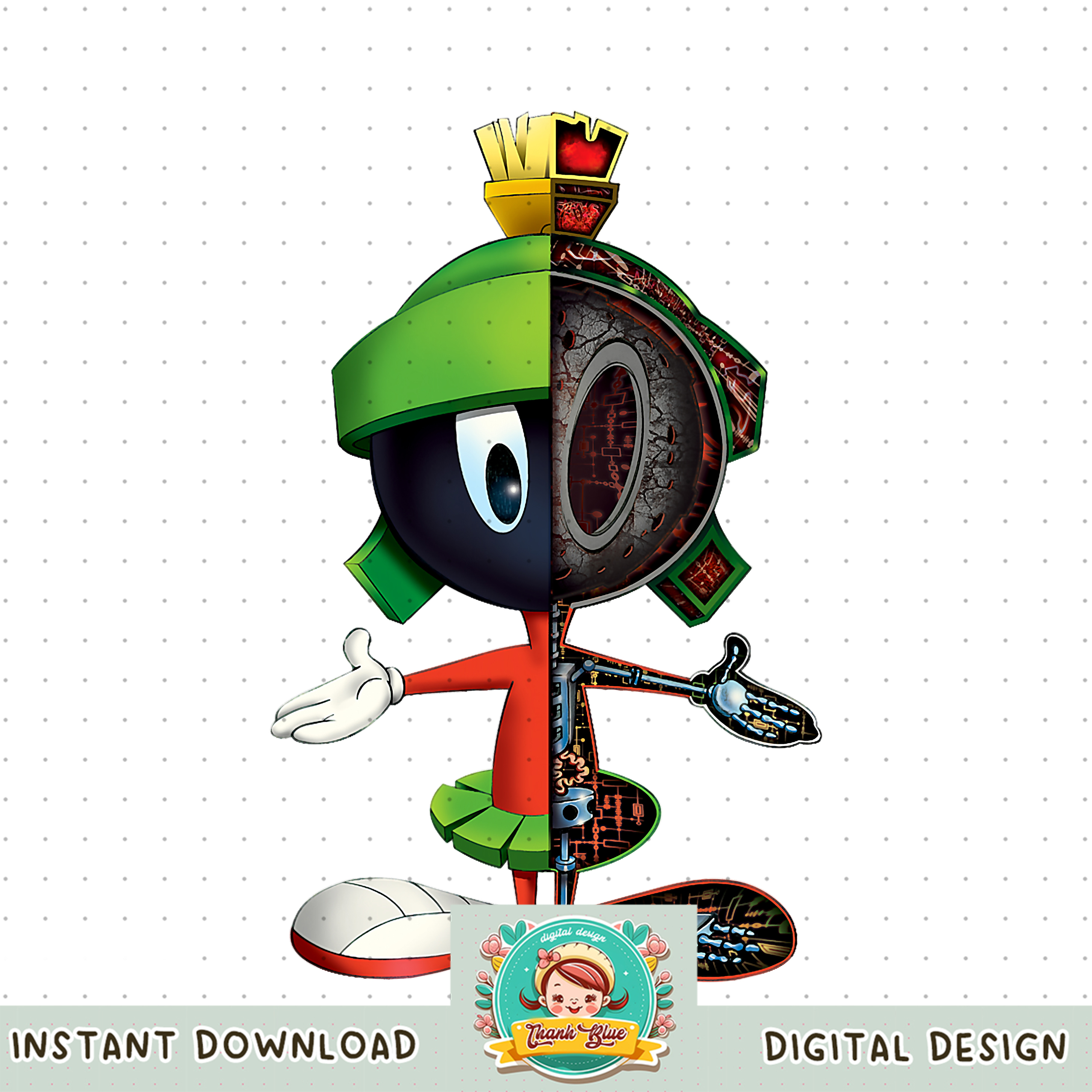 Looney Tunes Marvin Martian Half Skeleton png, digital downl | Inspire ...