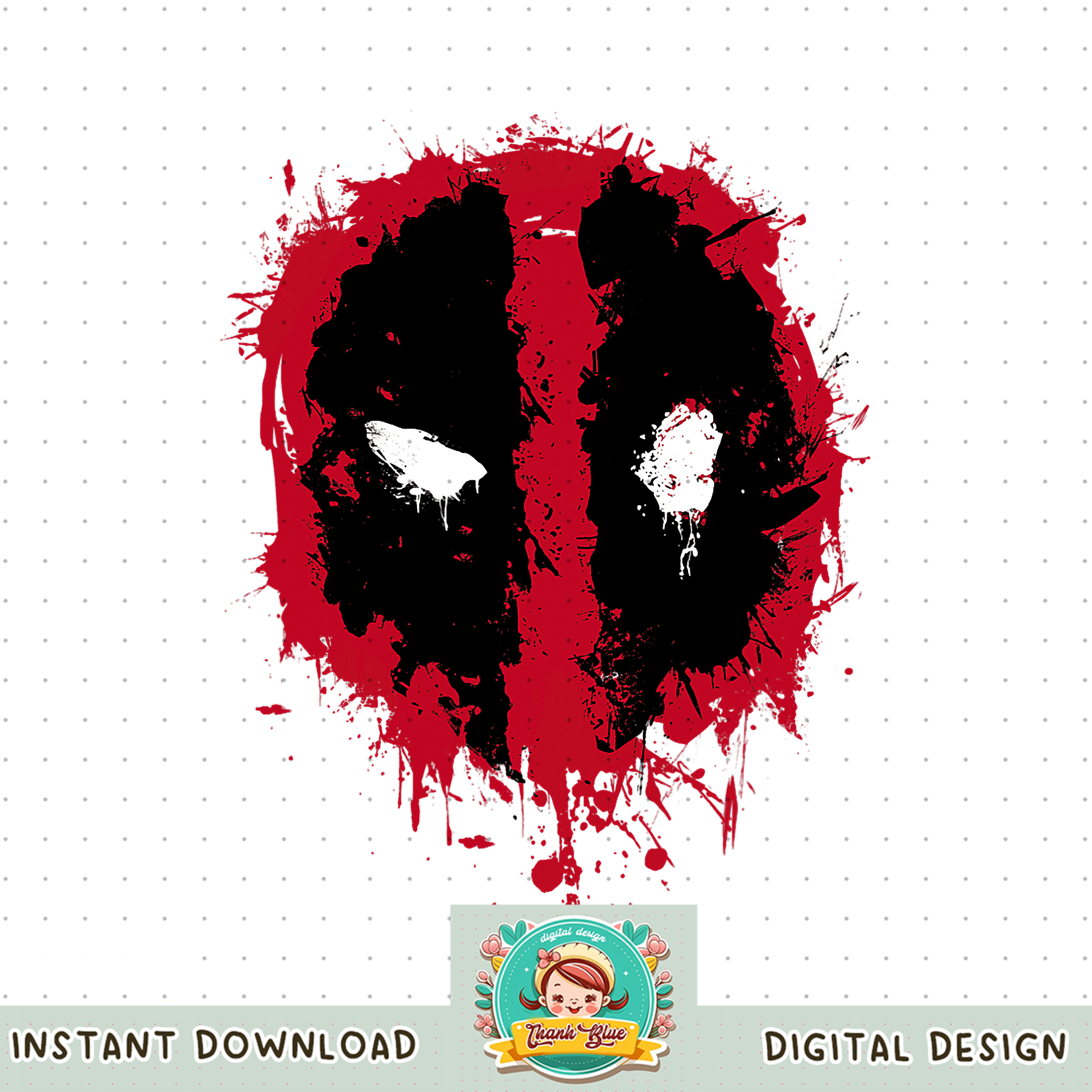 Marvel Deadpool Simple Paint Splatter Logo png, digital down | Inspire Uplift