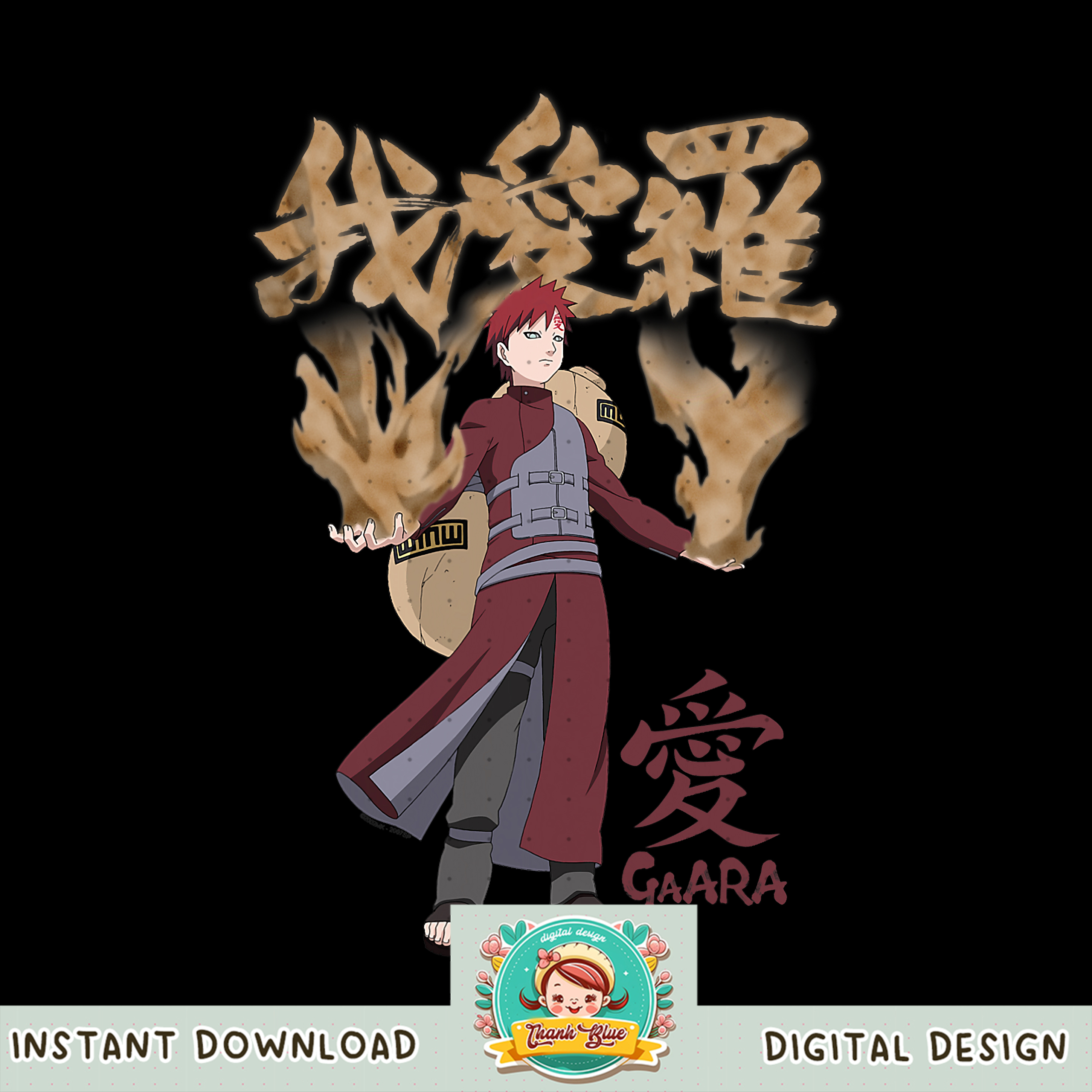 Naruto Shippuden Gaara Kanji png, digital download, instant | Inspire ...