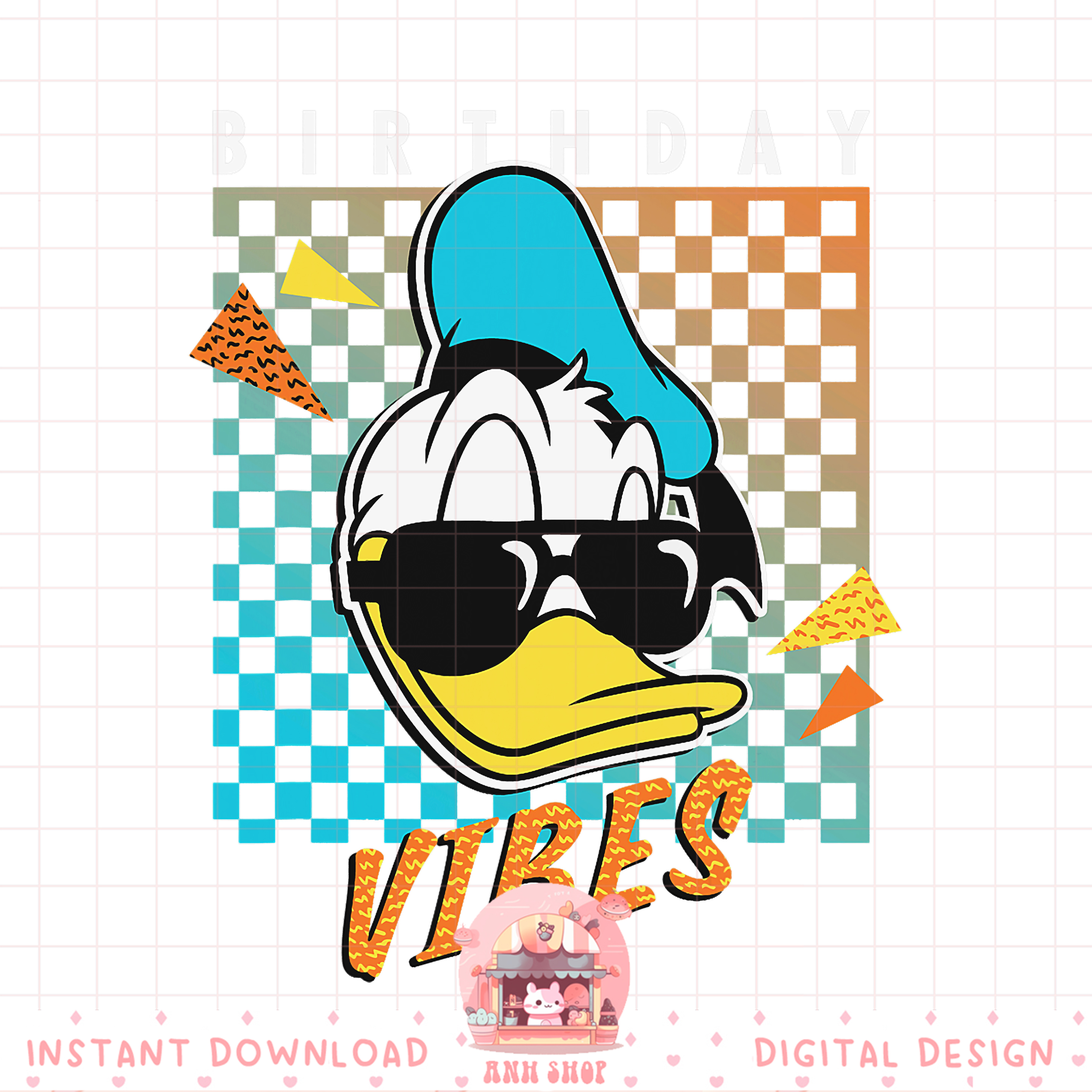 Disney Donald Duck Birthday Vibes 80s PNG Download copy | Inspire Uplift