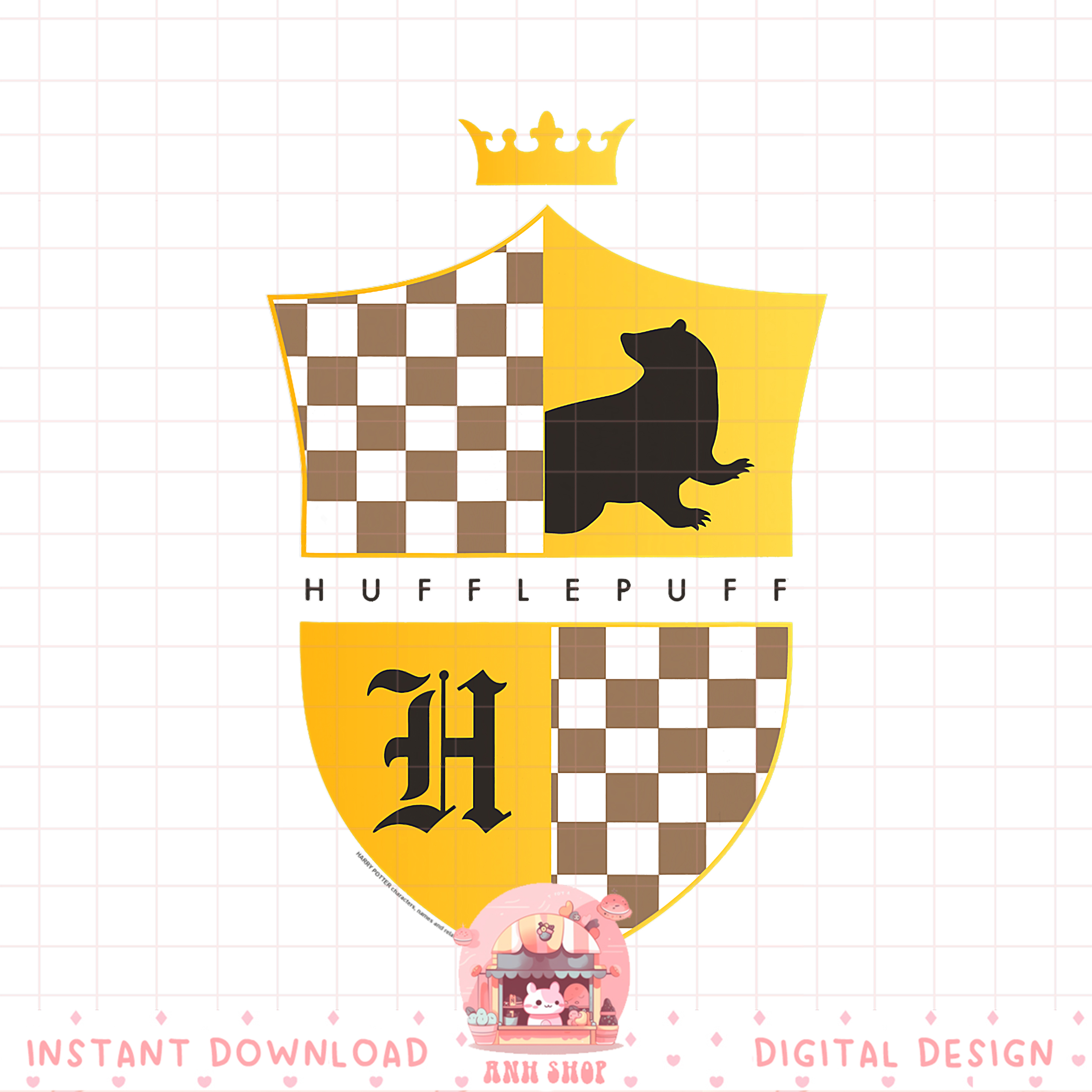 Harry Potter Hufflepuff Checkered Shield Crest PNG Download | Inspire ...