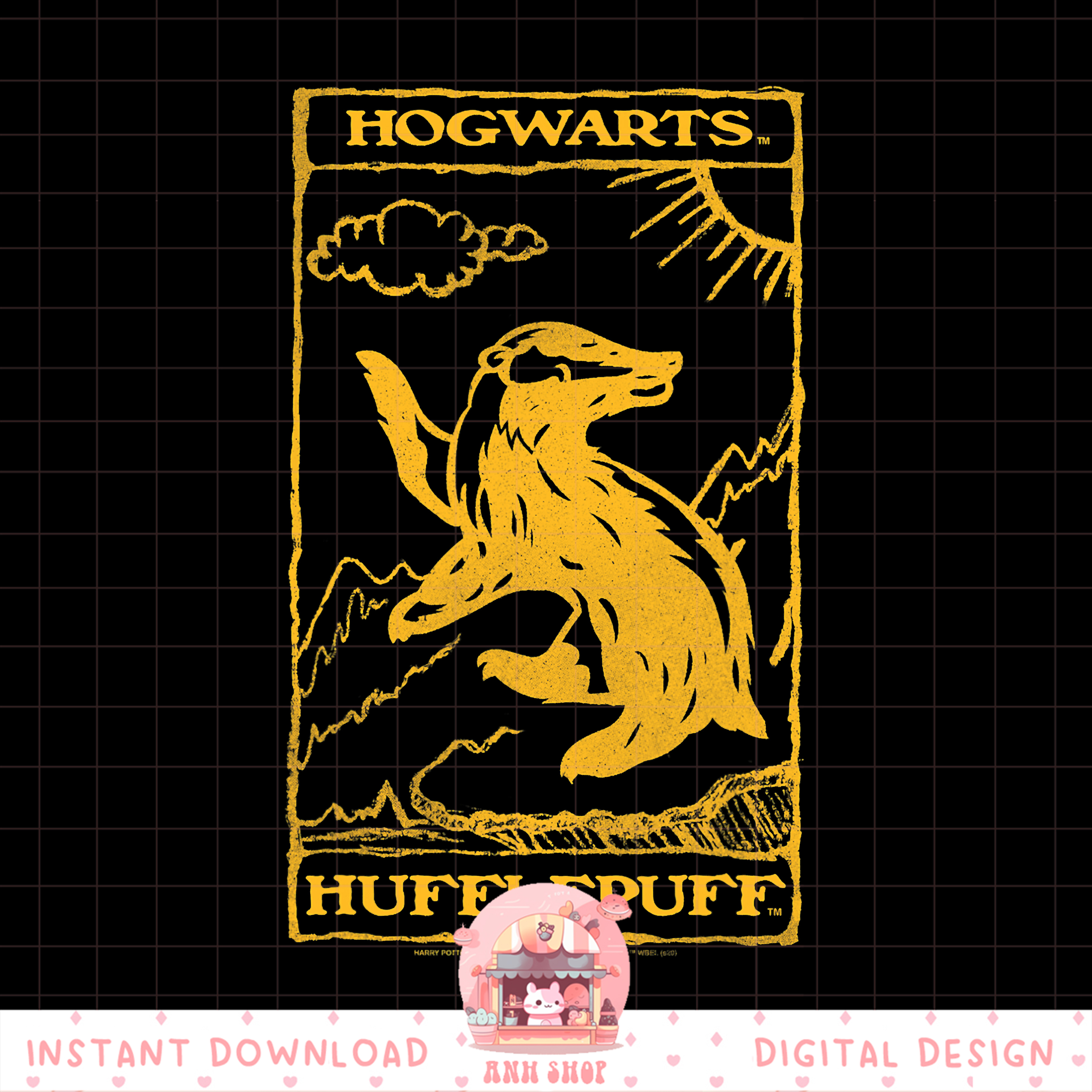 Harry Potter Hufflepuff Vintage Poster PNG Download copy | Inspire Uplift