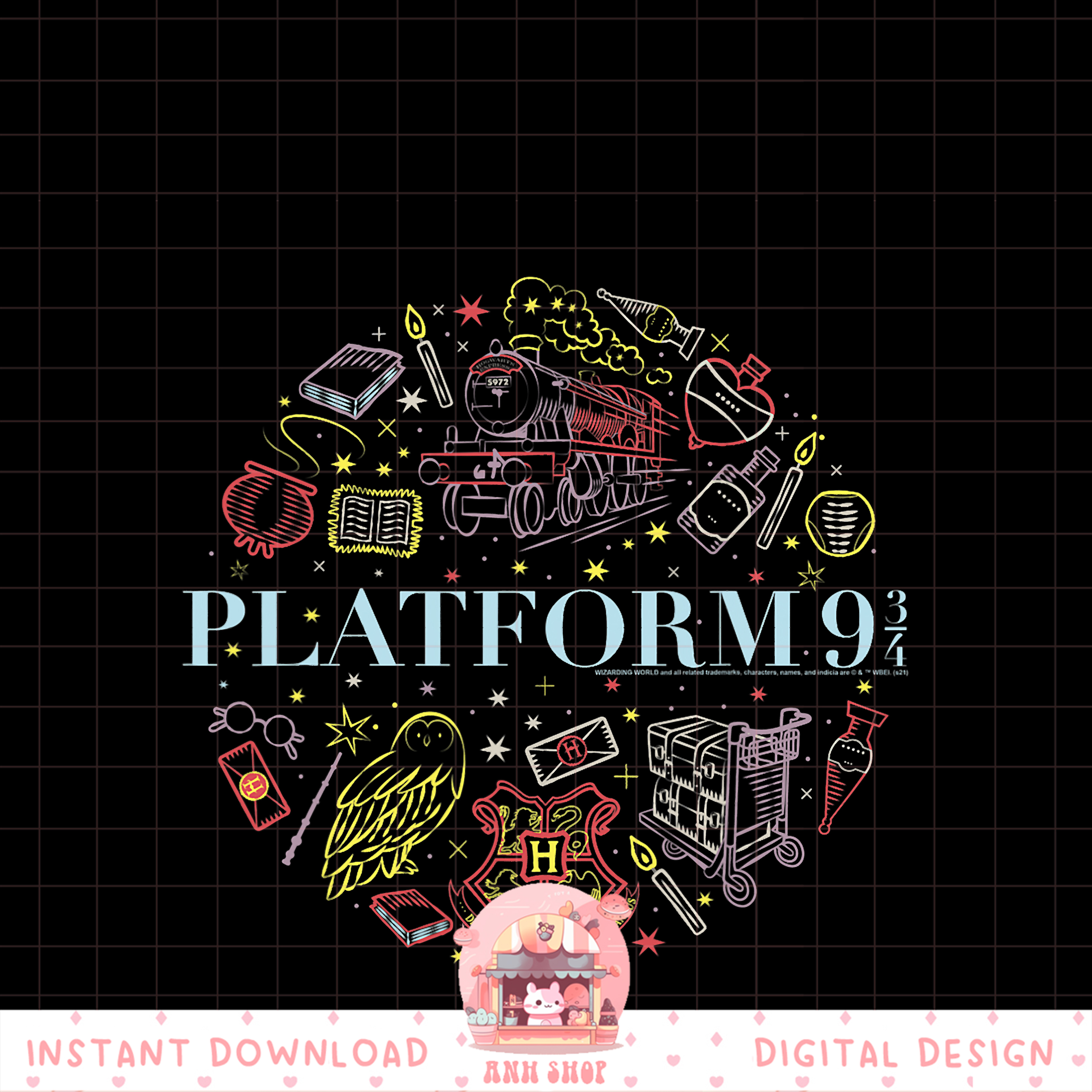 Harry Potter Platform 9 34 png, digital download, instant | Inspire Uplift