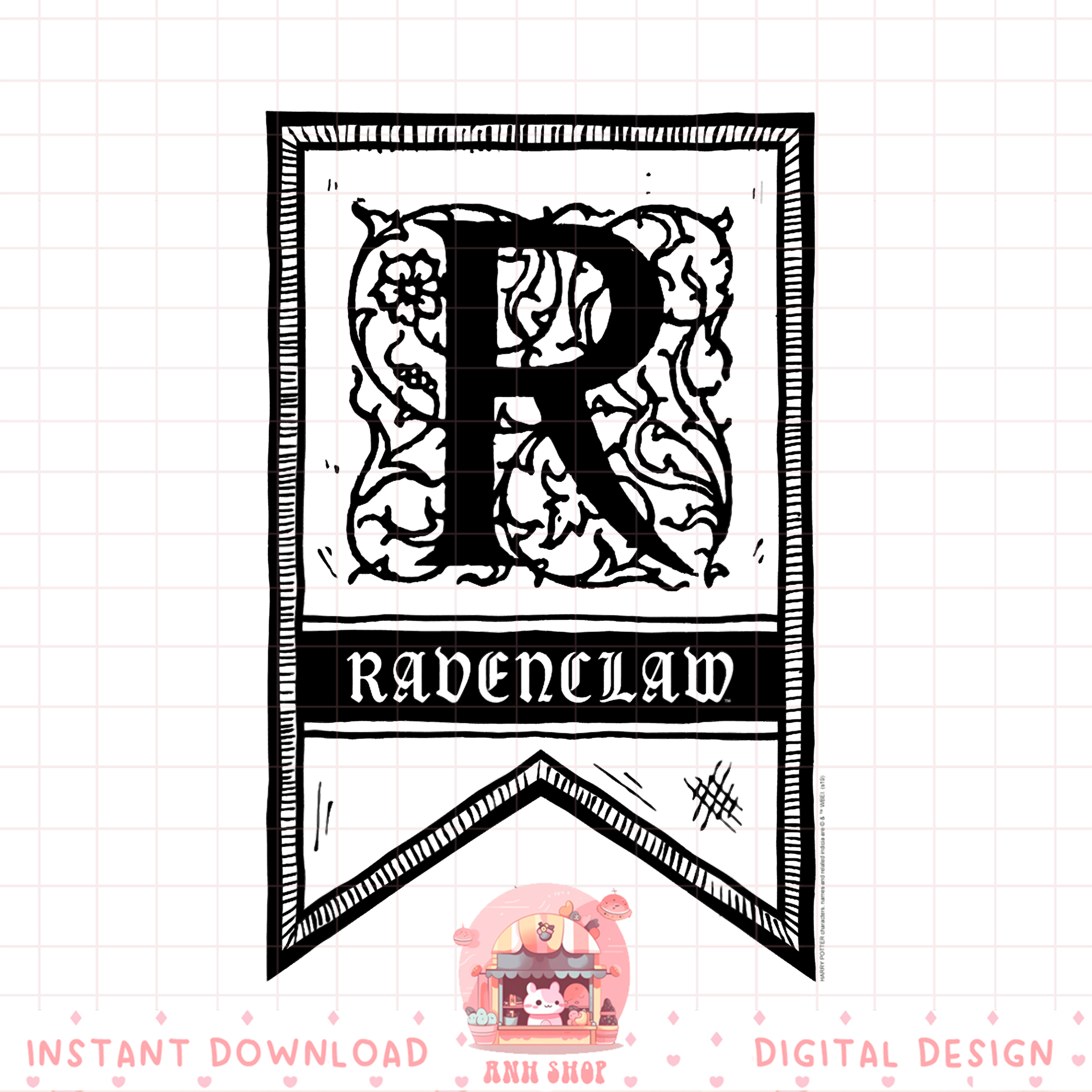 Harry Potter Ravenclaw Drawn Banner png, digital download, i | Inspire ...