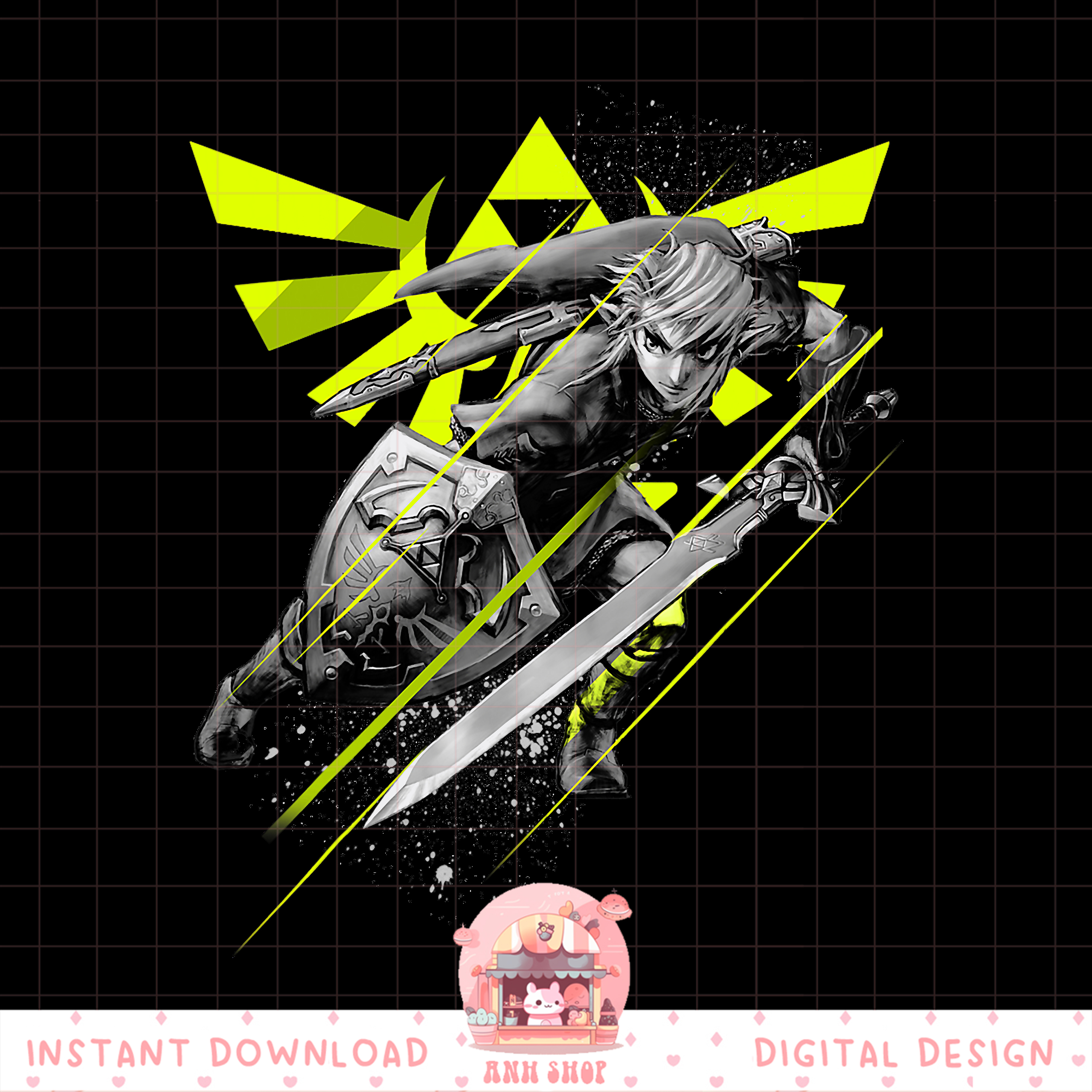 Legend of Zelda Link Neon Green Crest png, digital download, | Inspire ...