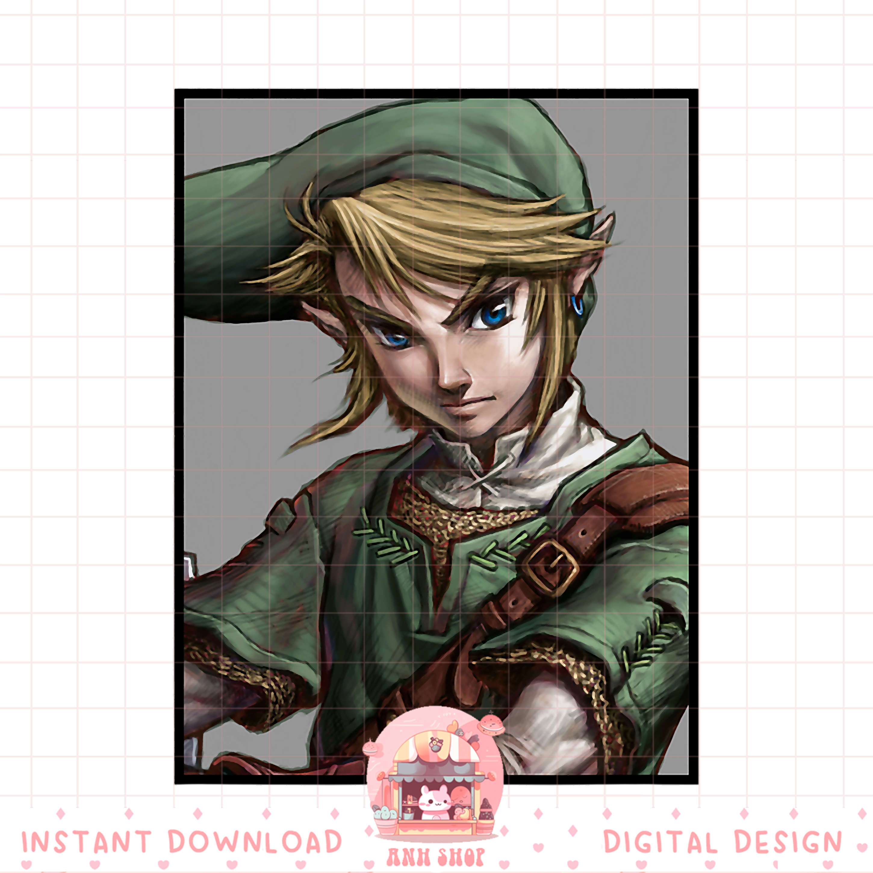 Legend of Zelda Link Twilight Face Portrait png, digital dow - Inspire ...