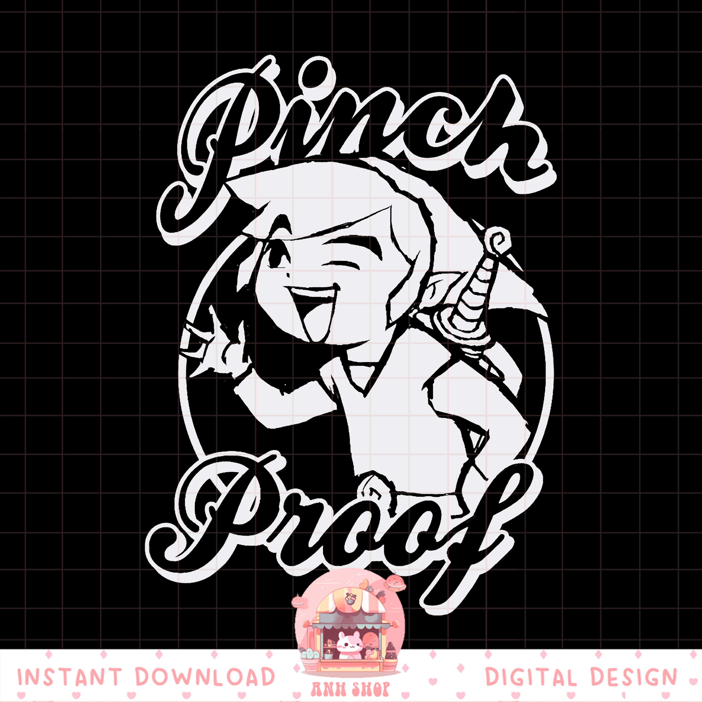 Legend of Zelda Pinch Proof Link White Graphic png, digital | Inspire Uplift