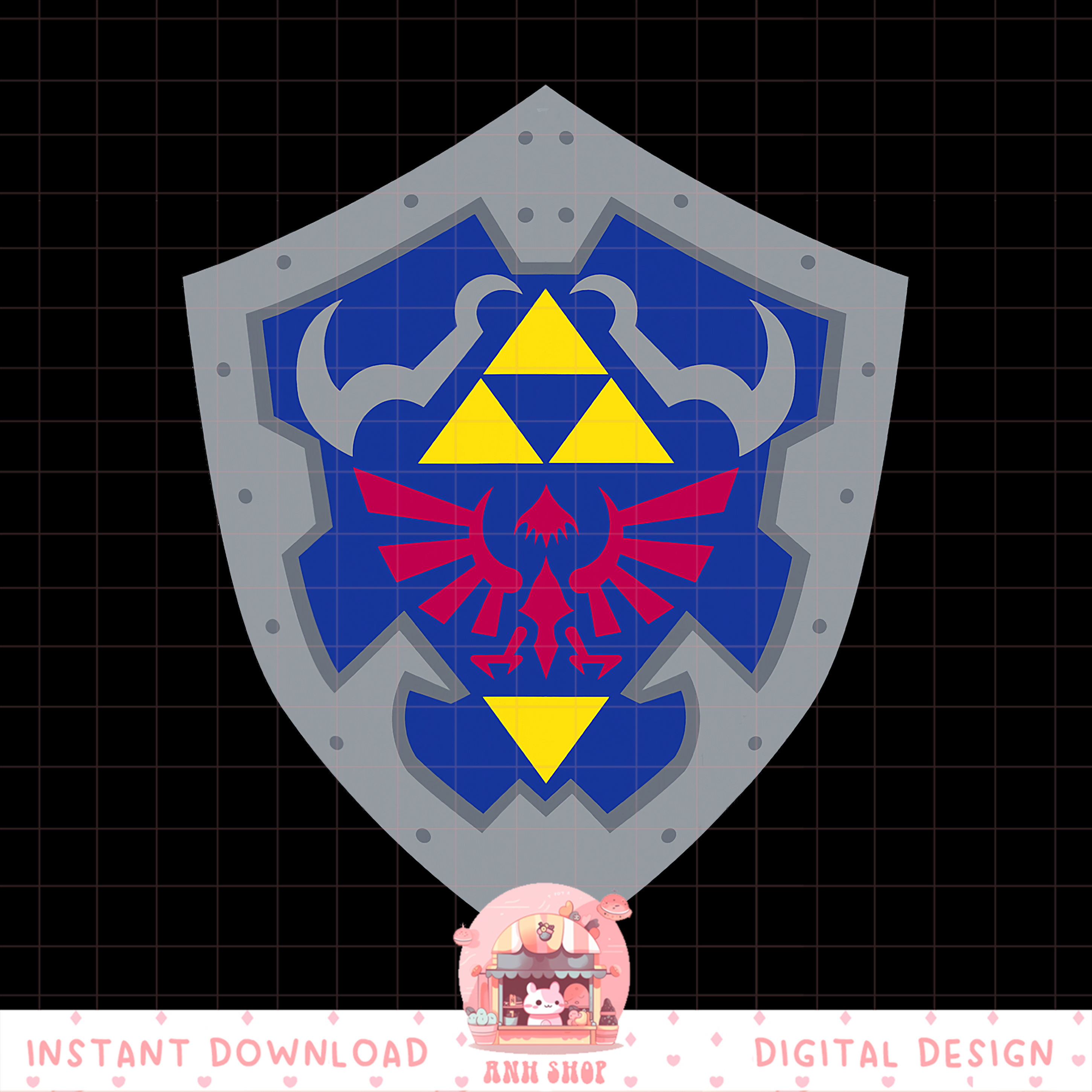 Legend Of Zelda Shield of Hyrule Portrait png, digital downl | Inspire ...