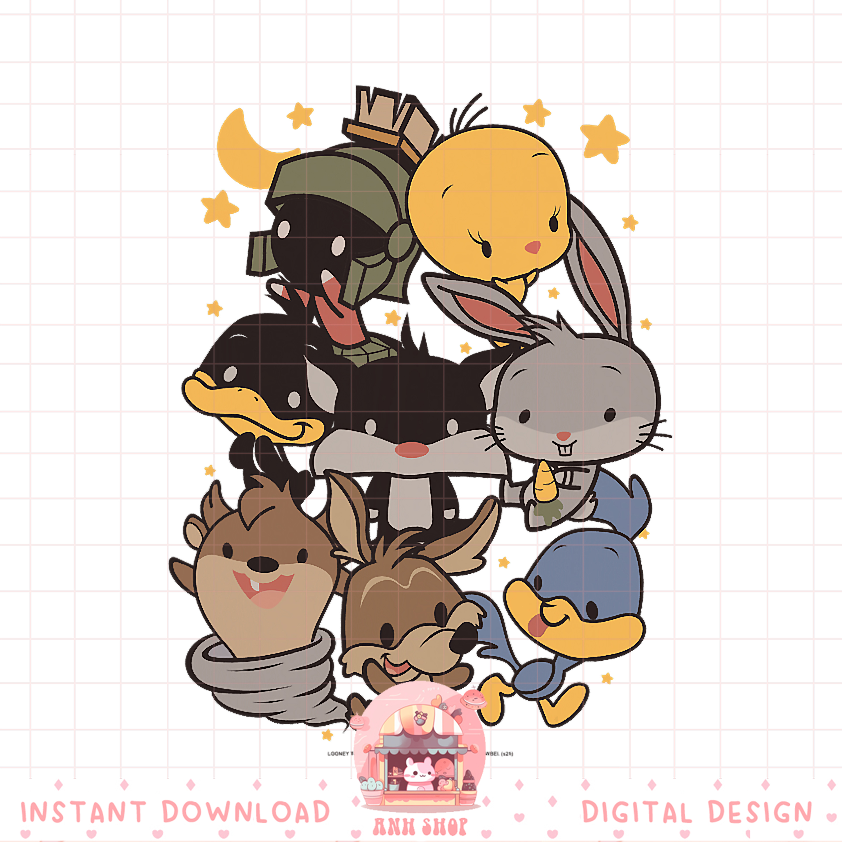 Looney Tunes Group Shot Chibi Cartoons png, digital download | Inspire ...