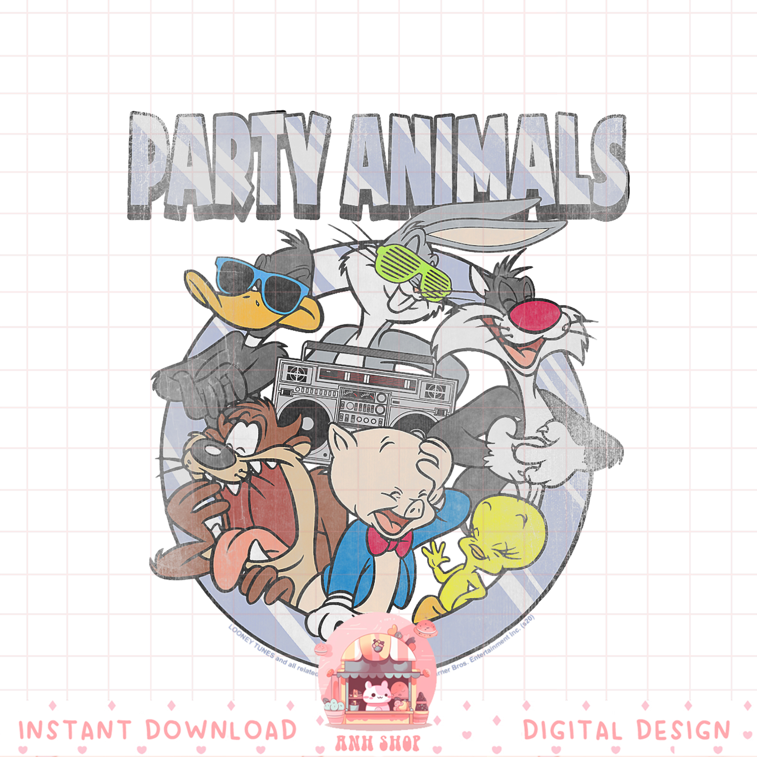 Looney Tunes Group Shot Party Animals png, digital download, | Inspire ...