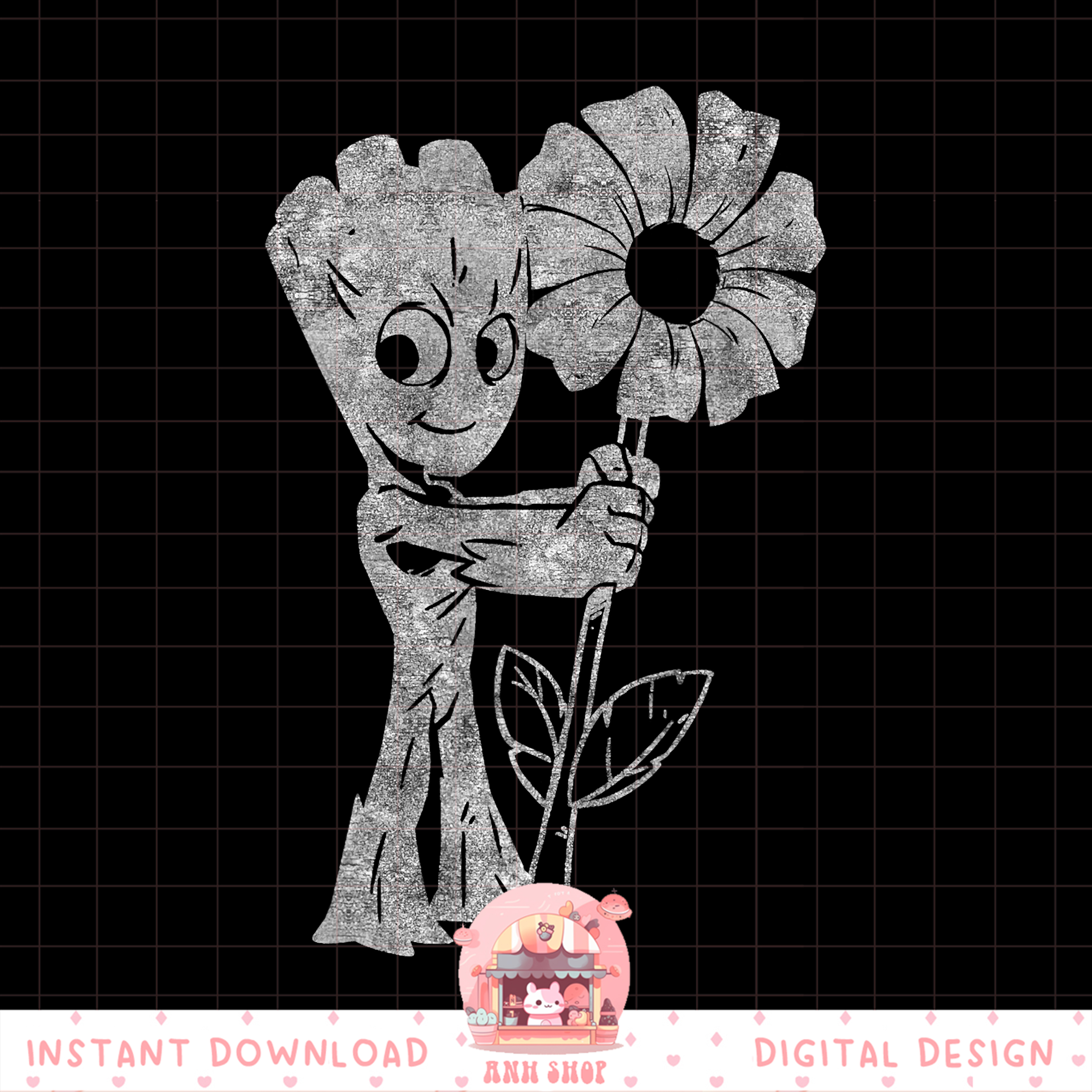 Marvel Guardians Of The Galaxy Groot Flower Stamp png, digit | Inspire ...