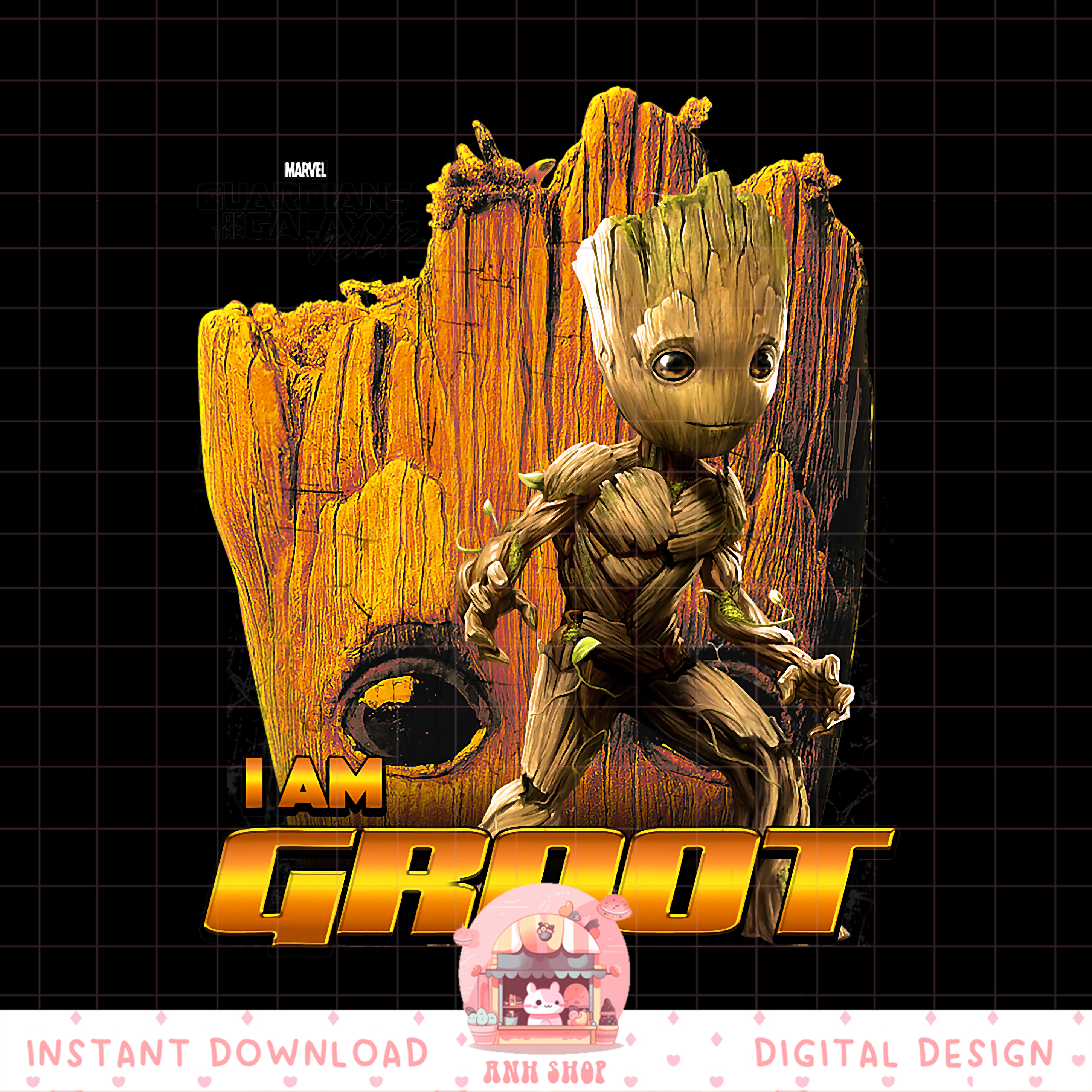Marvel Guardians Vol.2 I AM GROOT Ready Face png, digital do | Inspire ...